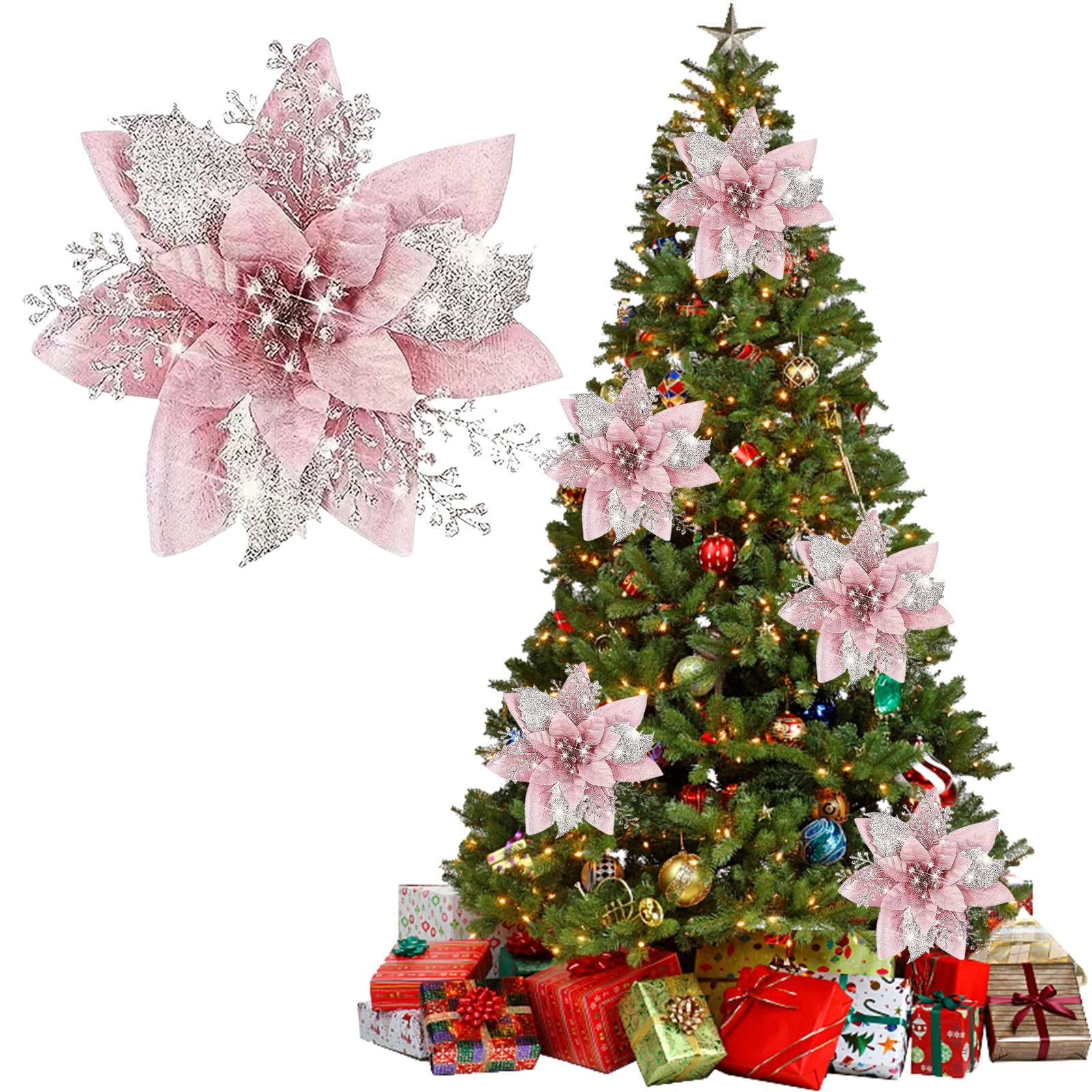 Christmas Decoration Fake Flowers Artificial Christmas Glitter Flowers ...