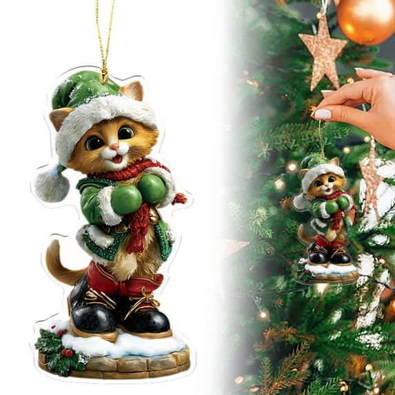 Christmas Decoration & Gift 1PC 3.14in 2D Acrylic Christmas Cat ...
