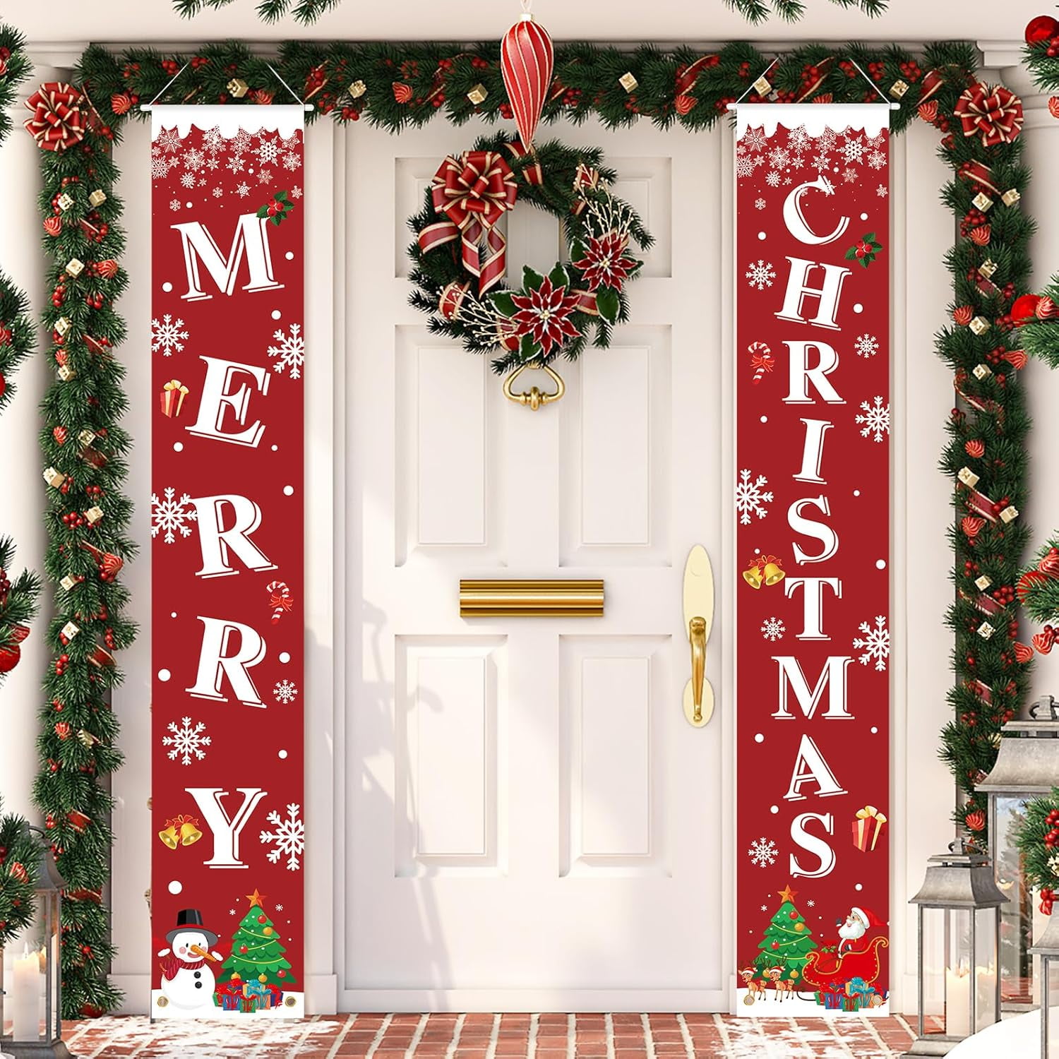 Christmas Decoration Merry Christmas Door Banner Porch Signs Welcome ...