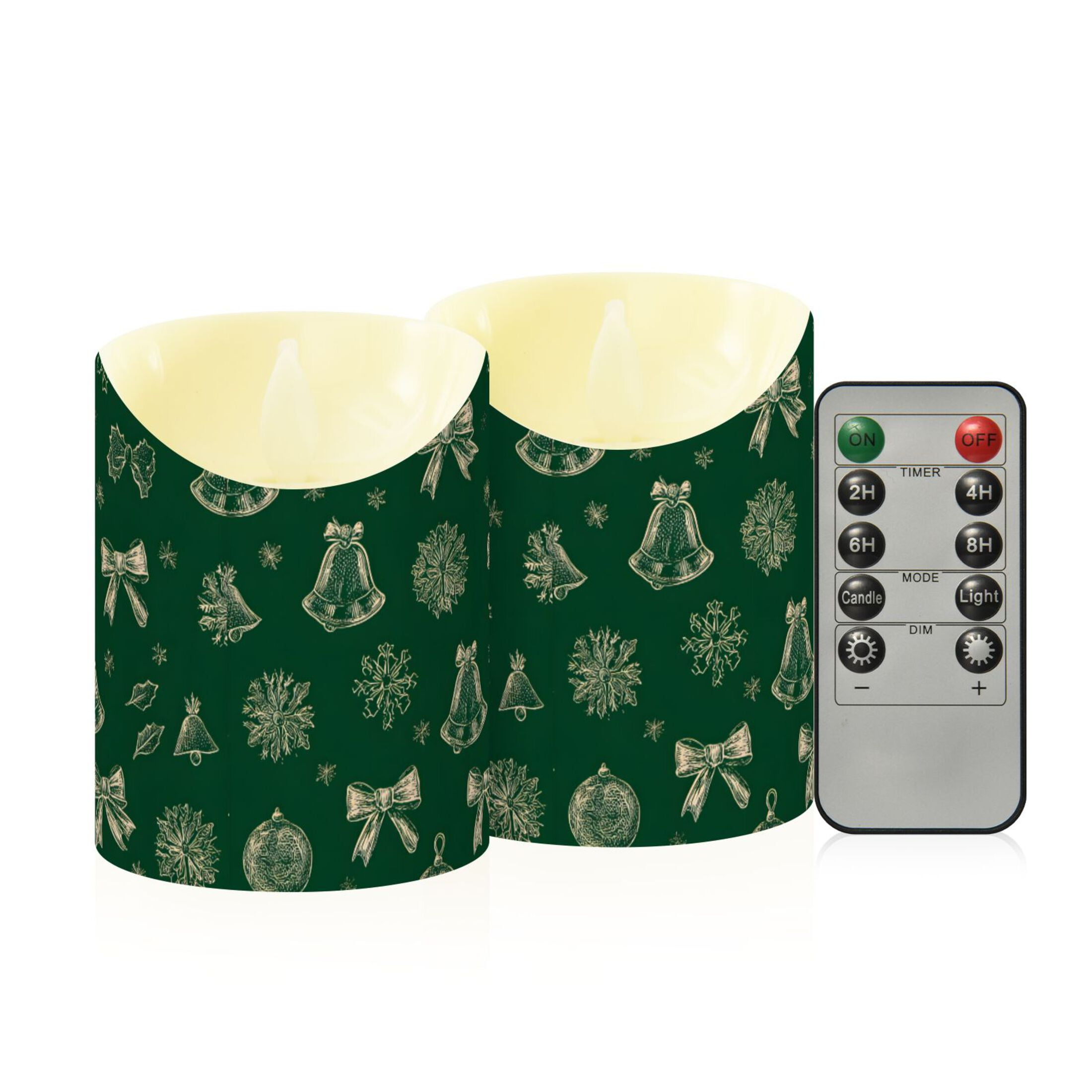 Christmas Decoration Pattern Design Flameless Candles 2 PCS with Remote ...