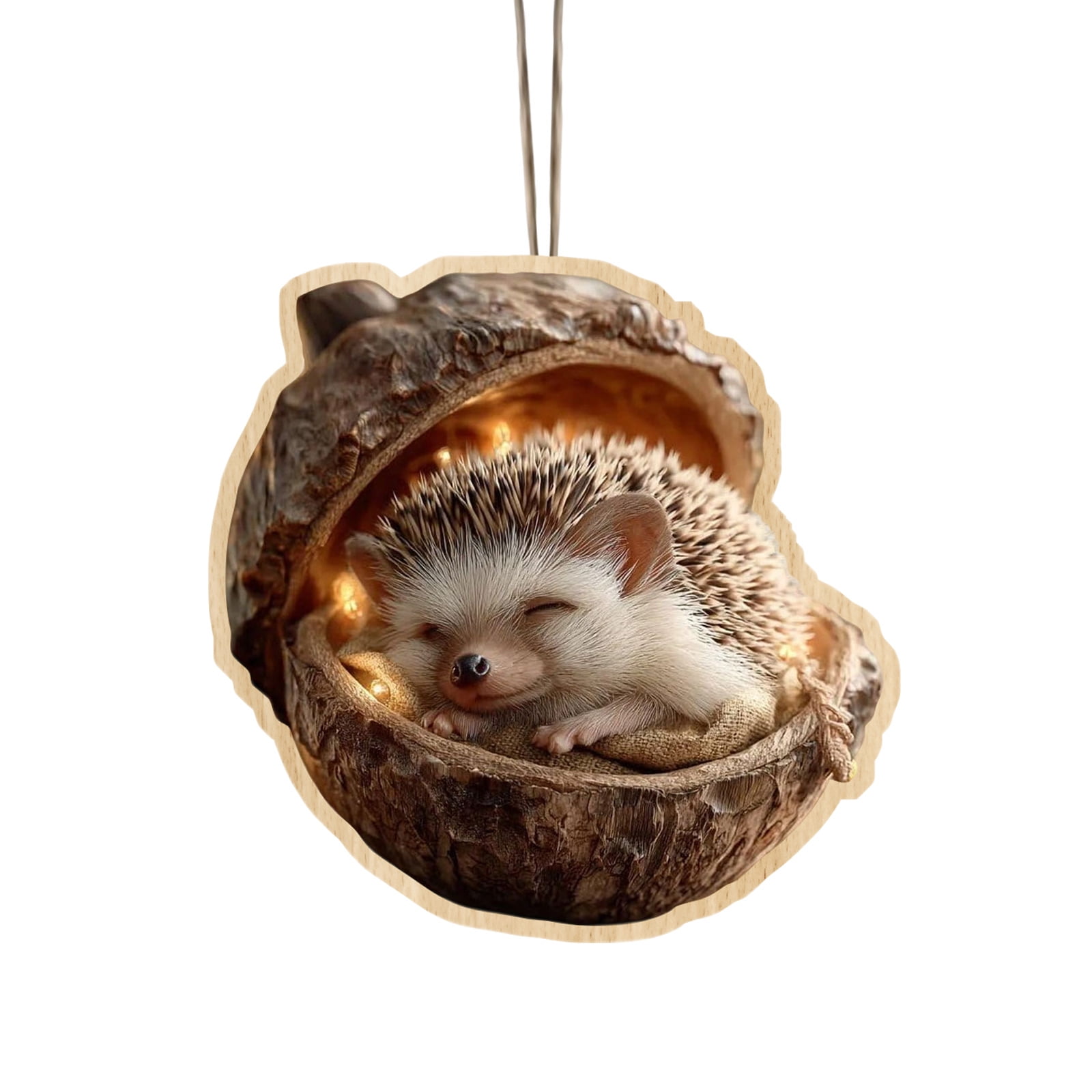 Christmas Decoration Pendant, Wooden Hedgehog Design With Led Lights ...