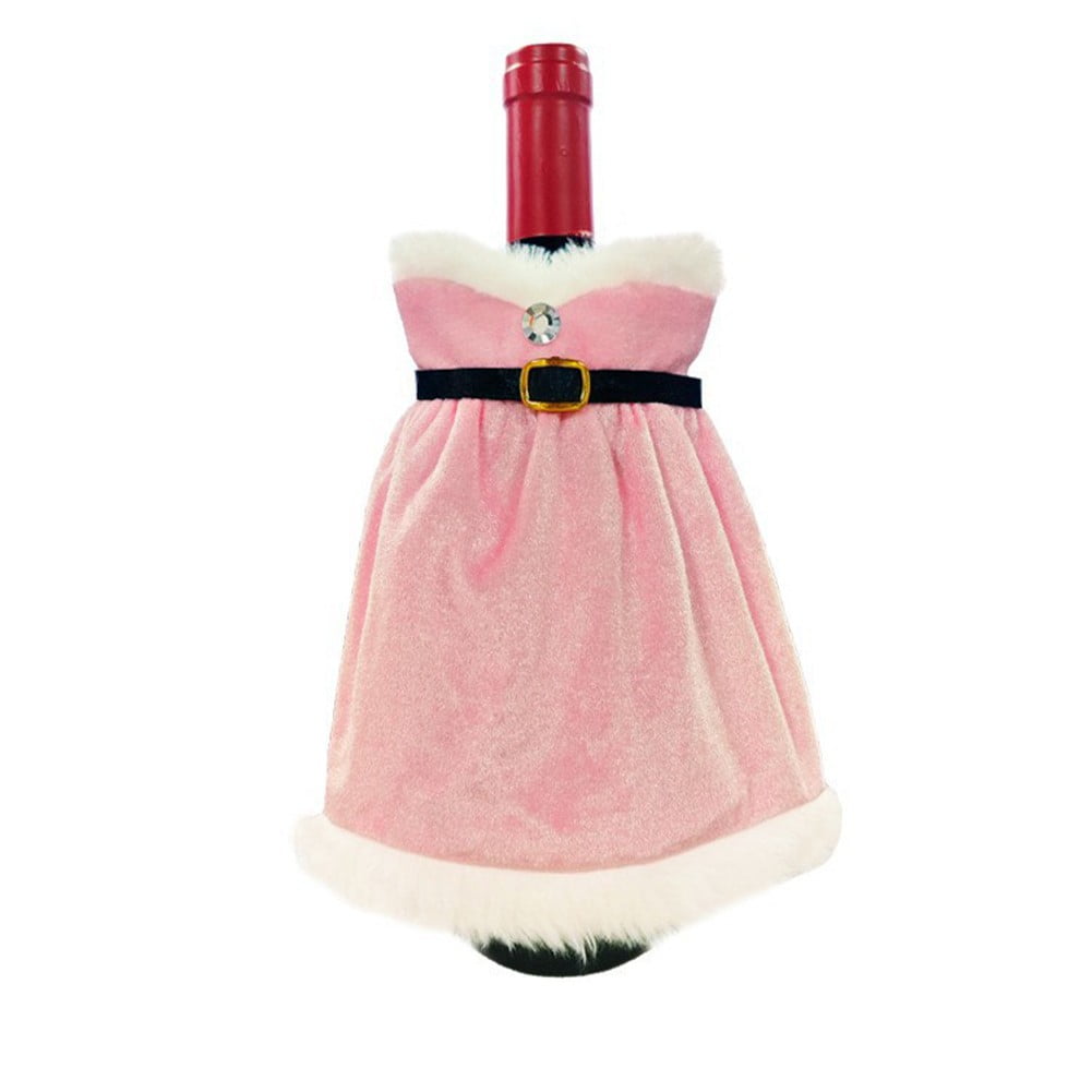 Christmas Decoration Pink Wine Bottle Christmas Wine Bottle Cover ...