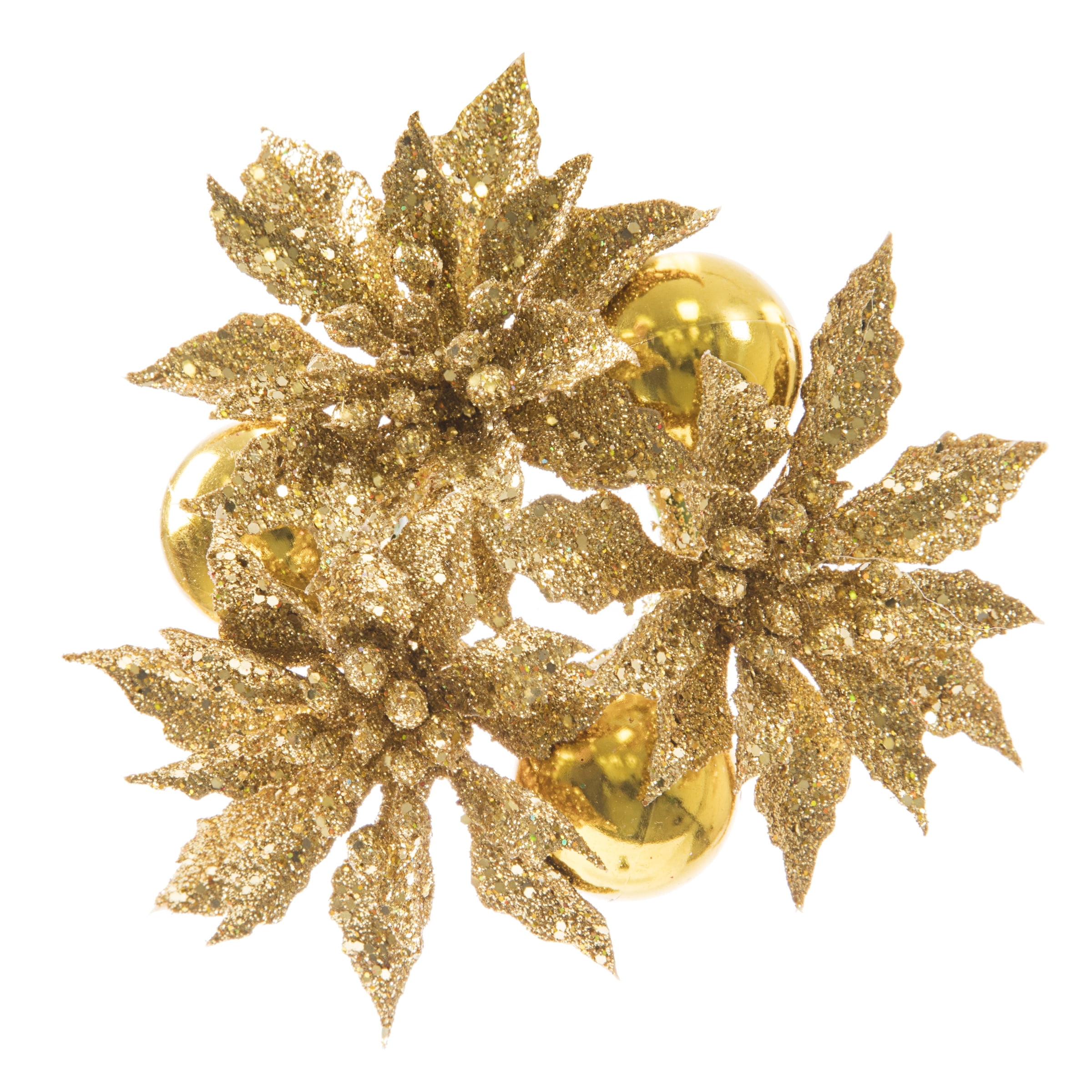 Christmas Decoration Poinsettia Glitter Gold Candle Ring 1 Pc - Walmart.com