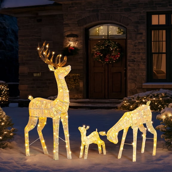 Hiroekza Christmas Decorations, Garden Christmas Shining Deer Three ...