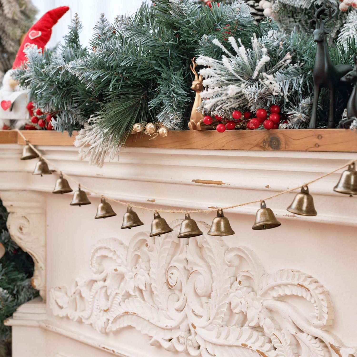 Christmas Decorations-12 Bells Christmas Garland-Rustic Bells Garland ...