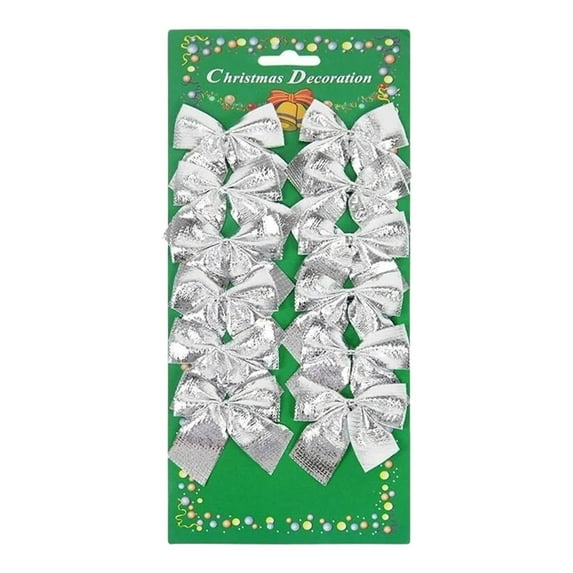 Christmas Decorations 12-Piece Red Christmas Bow Set, Gold And Silver Bowknot Tree Ornaments ...