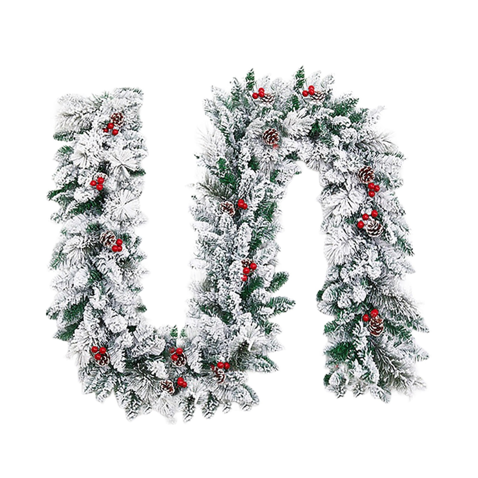 Christmas Decorations 2.7M Flocked Realistic Frosted Greenery Christmas Garland for Indoor And ...