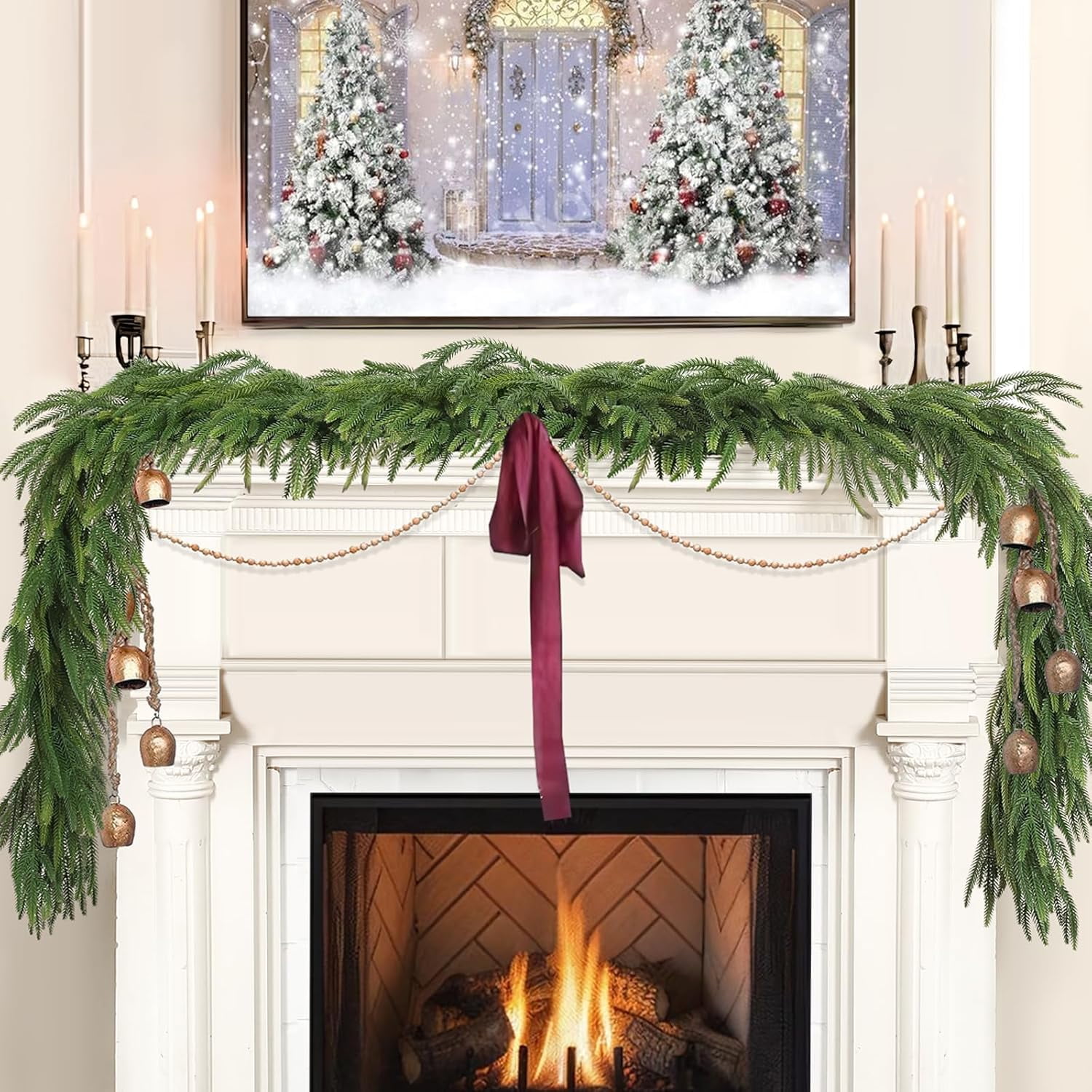 Christmas Decorations - 2PCS Christmas Garlands- 6 Ft Artificial ...