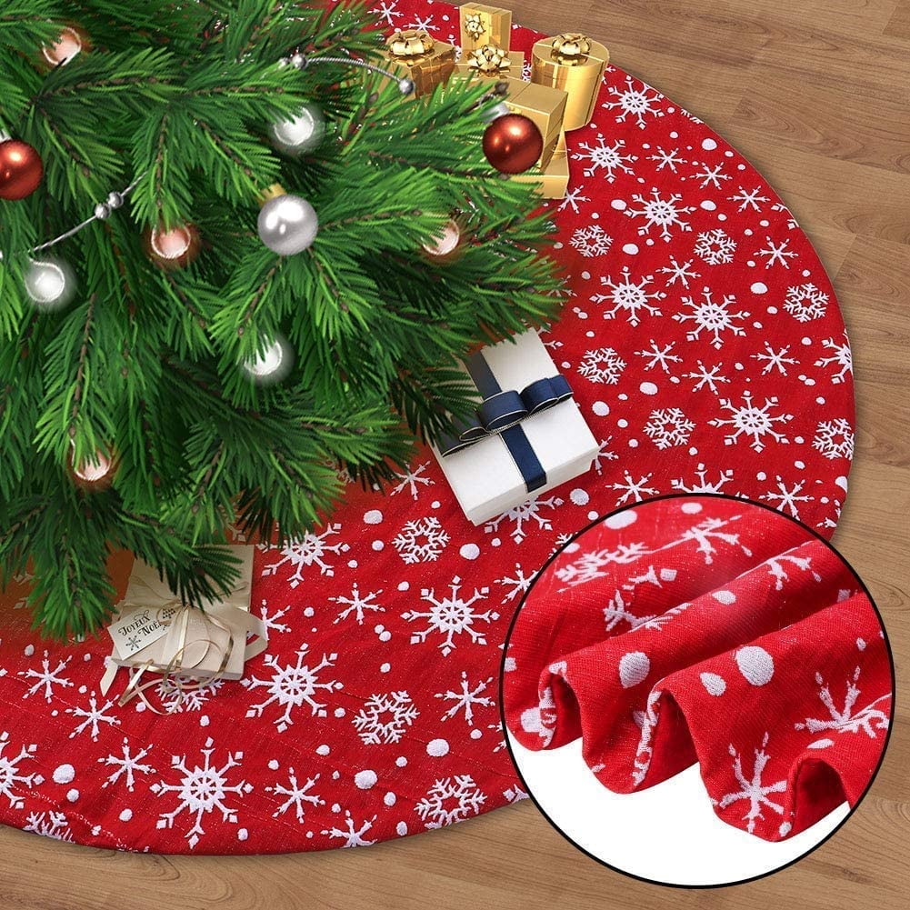 Christmas Decorations 36" Christmas Tree Skirt Red And White Snow ...