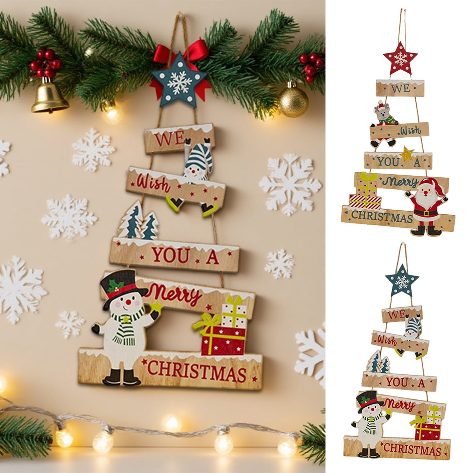 Christmas Decorations under $5! kkbbma Christmas Wall Decor, Wooden ...