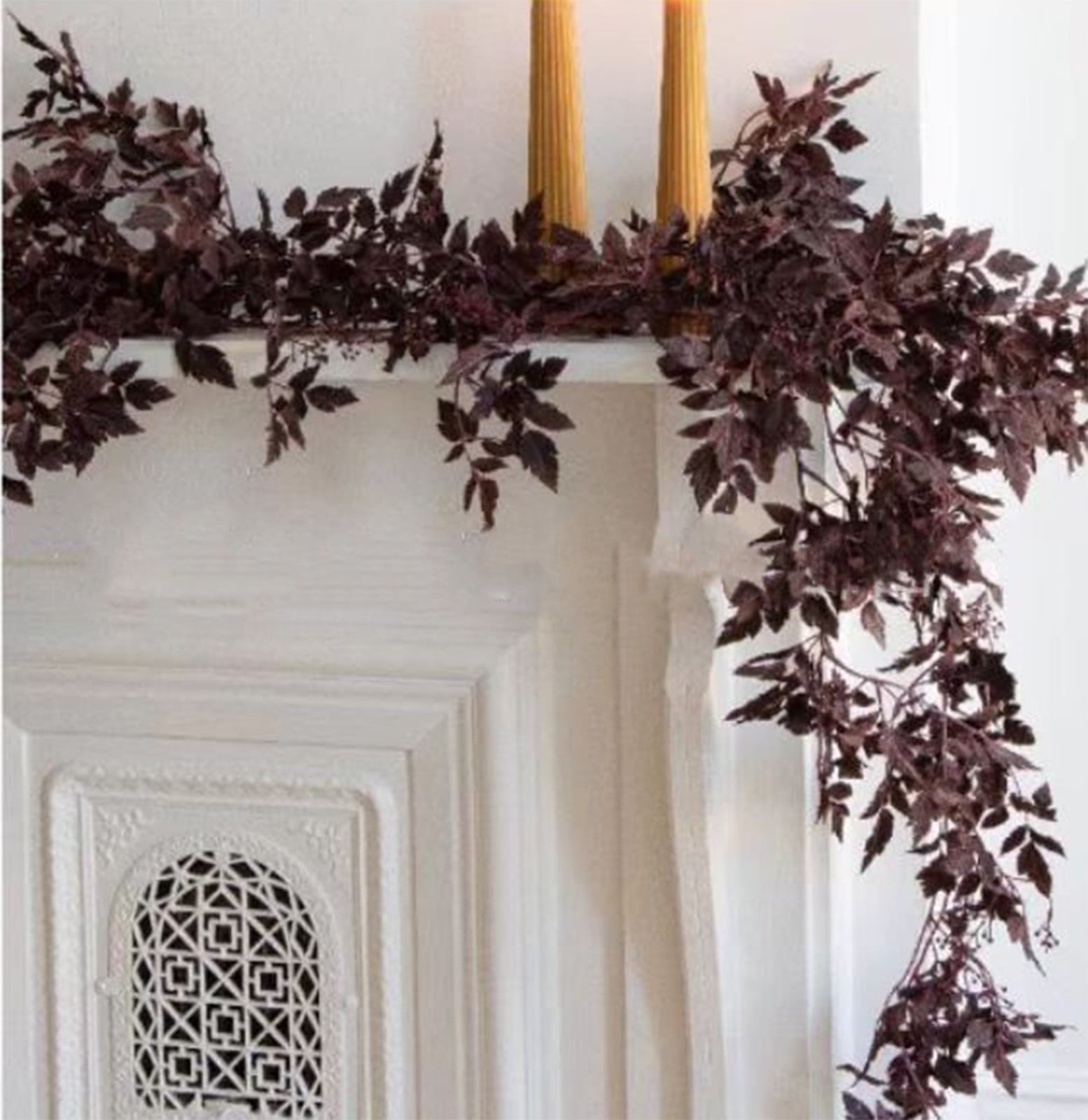 Christmas Decorations 6 Ft Plum Cimicifuga Seeded Garlands - Neutral Faux Leaves Garland for ...