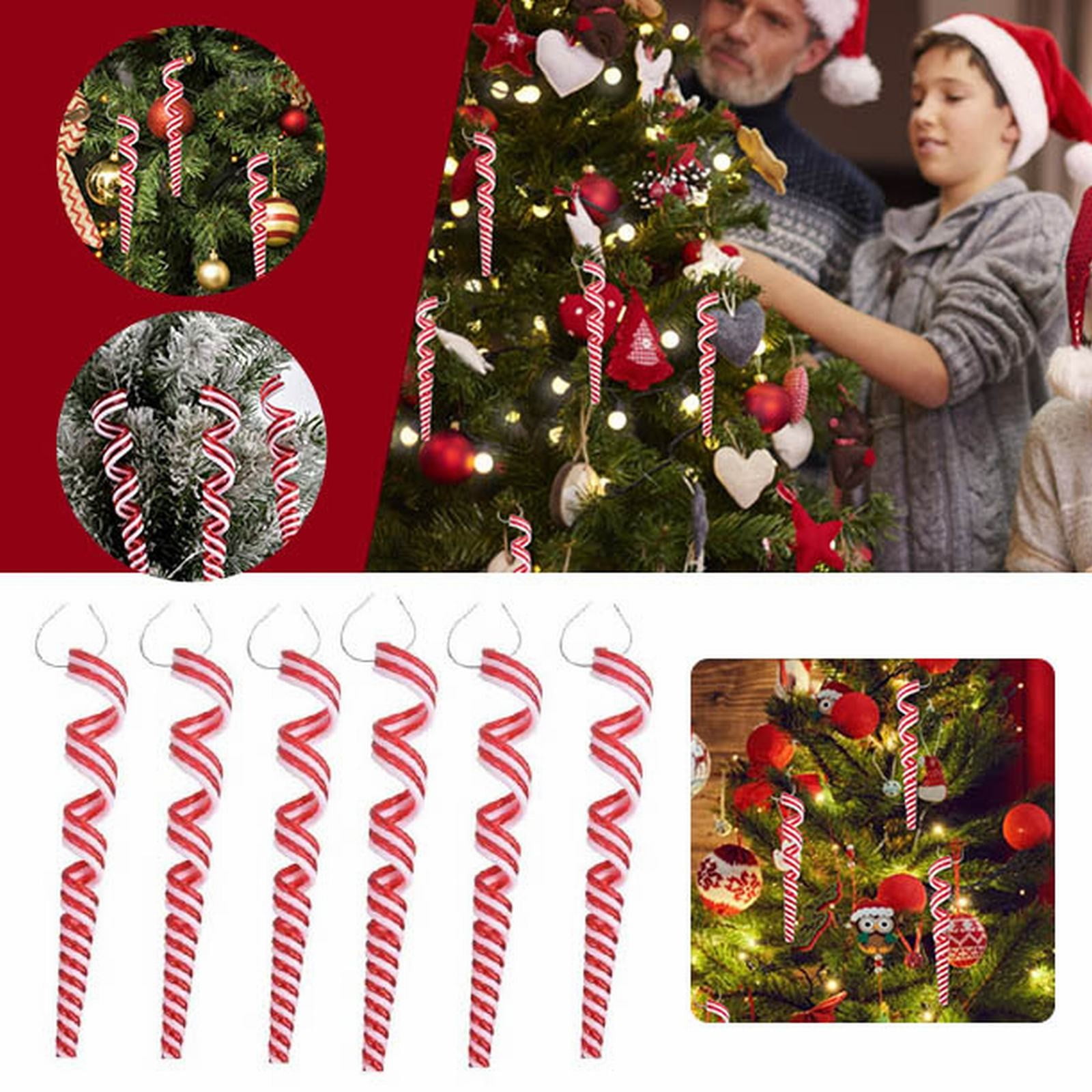 Christmas Decorations, 6 Pcs Christmas Lollipop Ornament White and Red ...