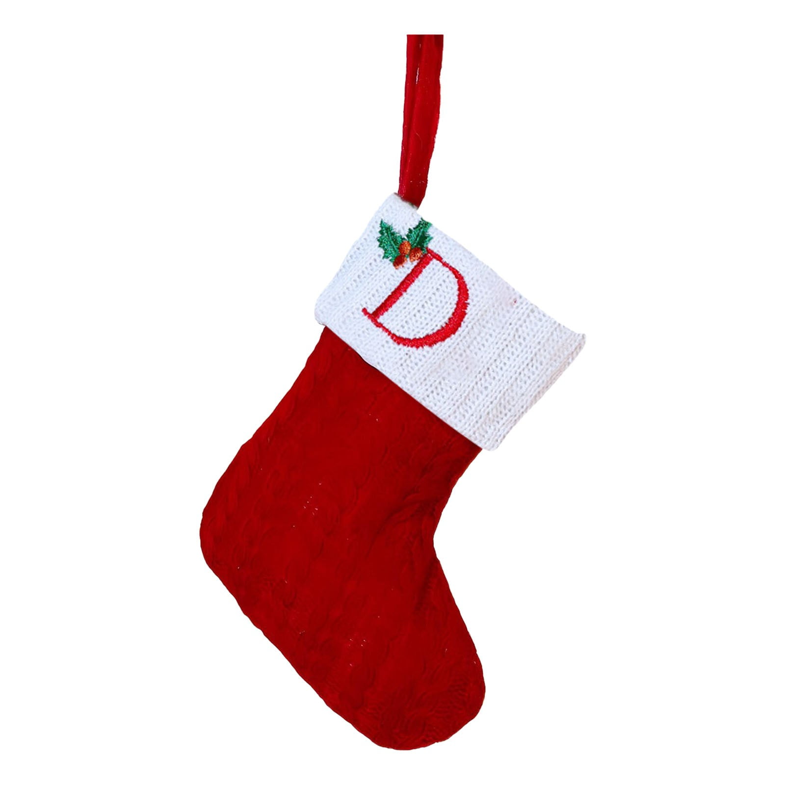 Christmas Decorations 8-Inch Red Monogram Stocking with Initial Letter ...