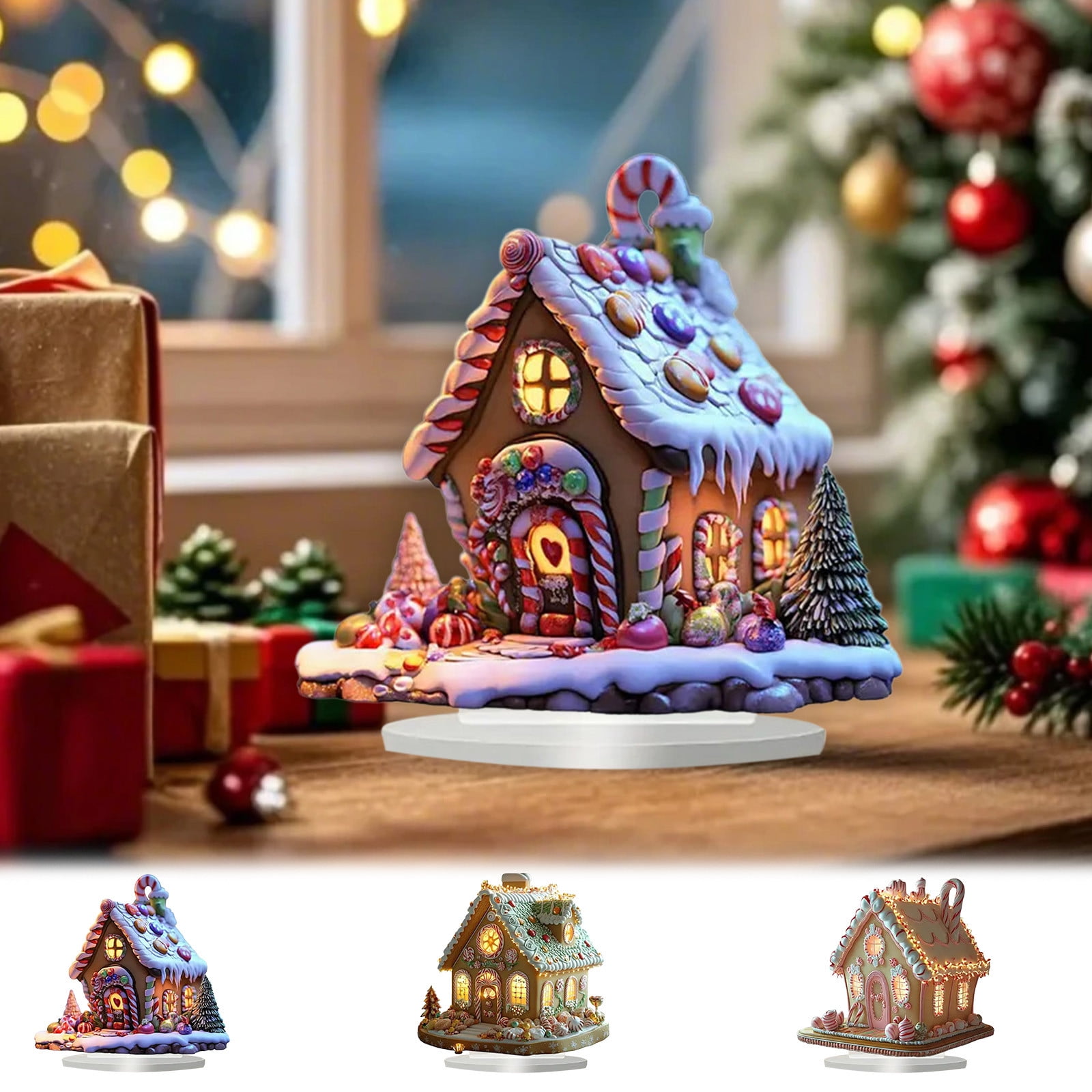 Christmas Decorations Acrylic Gingerbread House Ornament 2D Desktop ...