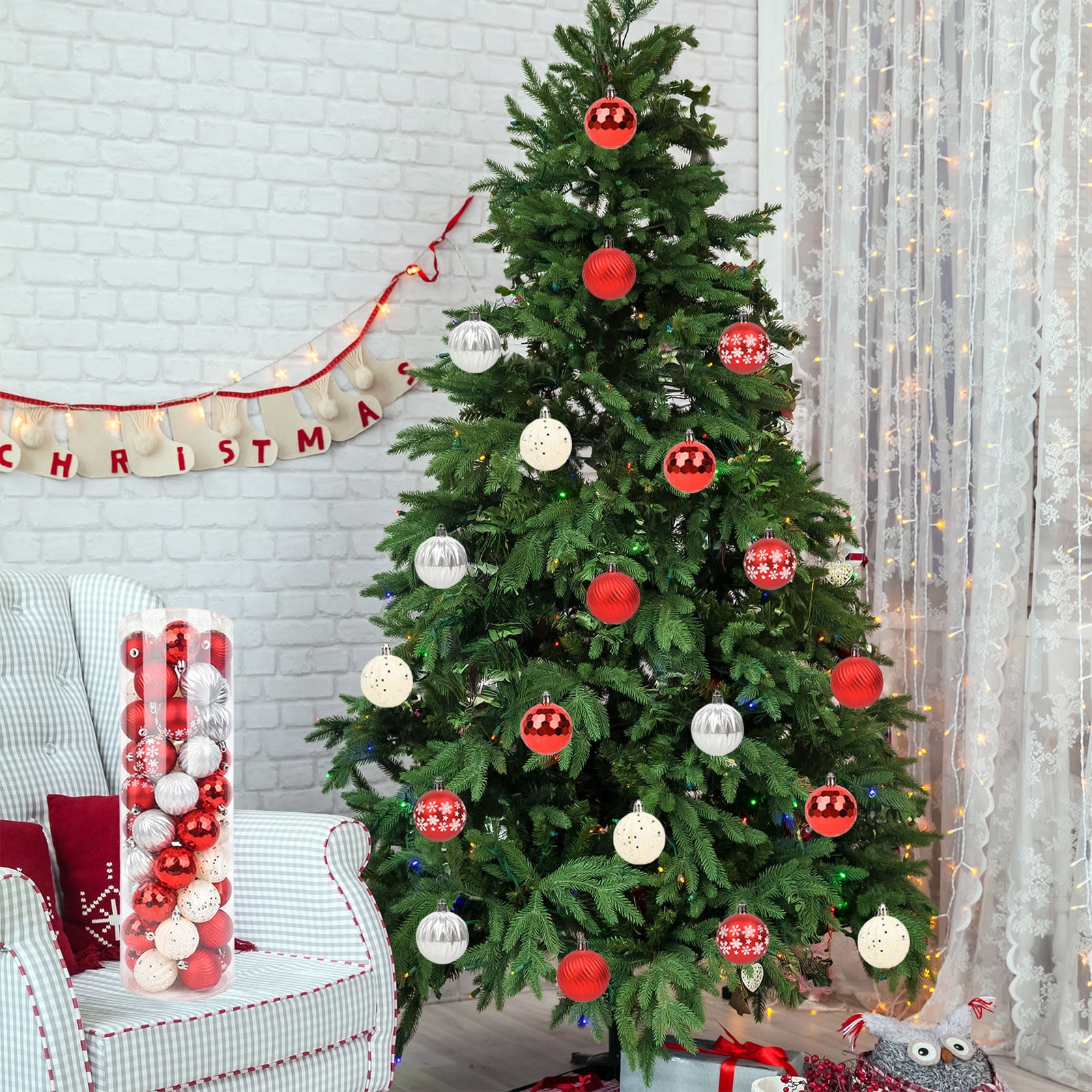 Christmas Decorations Boxed 2.36in Plastic Painted Balls 50 Pieces ...