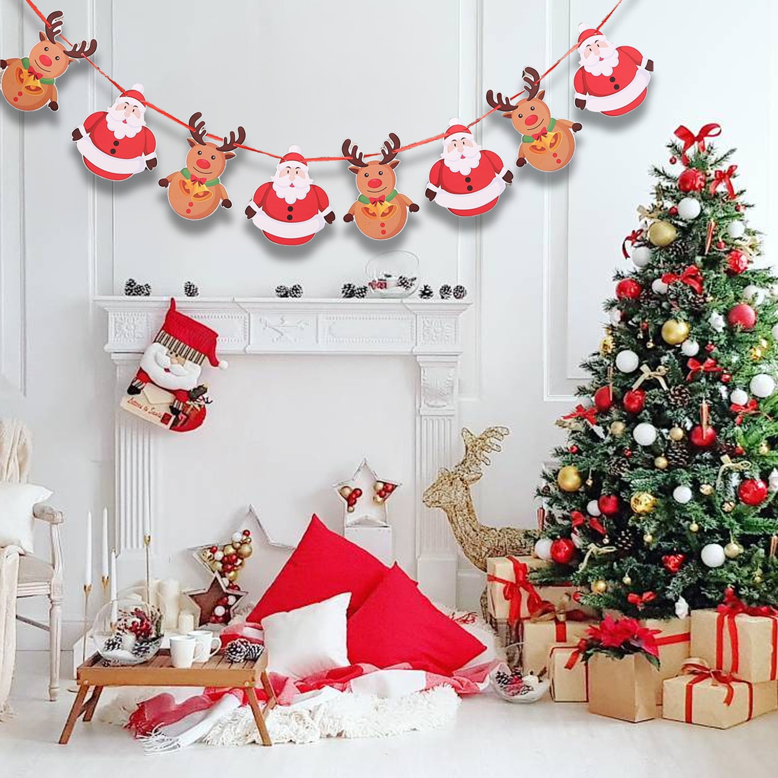 Christmas Decorations Bunting Banners, Indoor Outdoor Garden Holiday ...