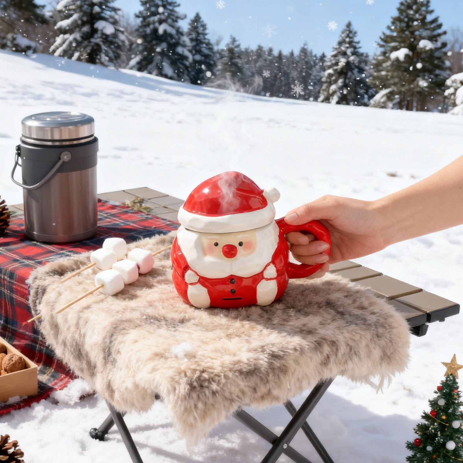 Christmas Decorations, Ceramic Santa Cup With Handle Festive Holiday ...