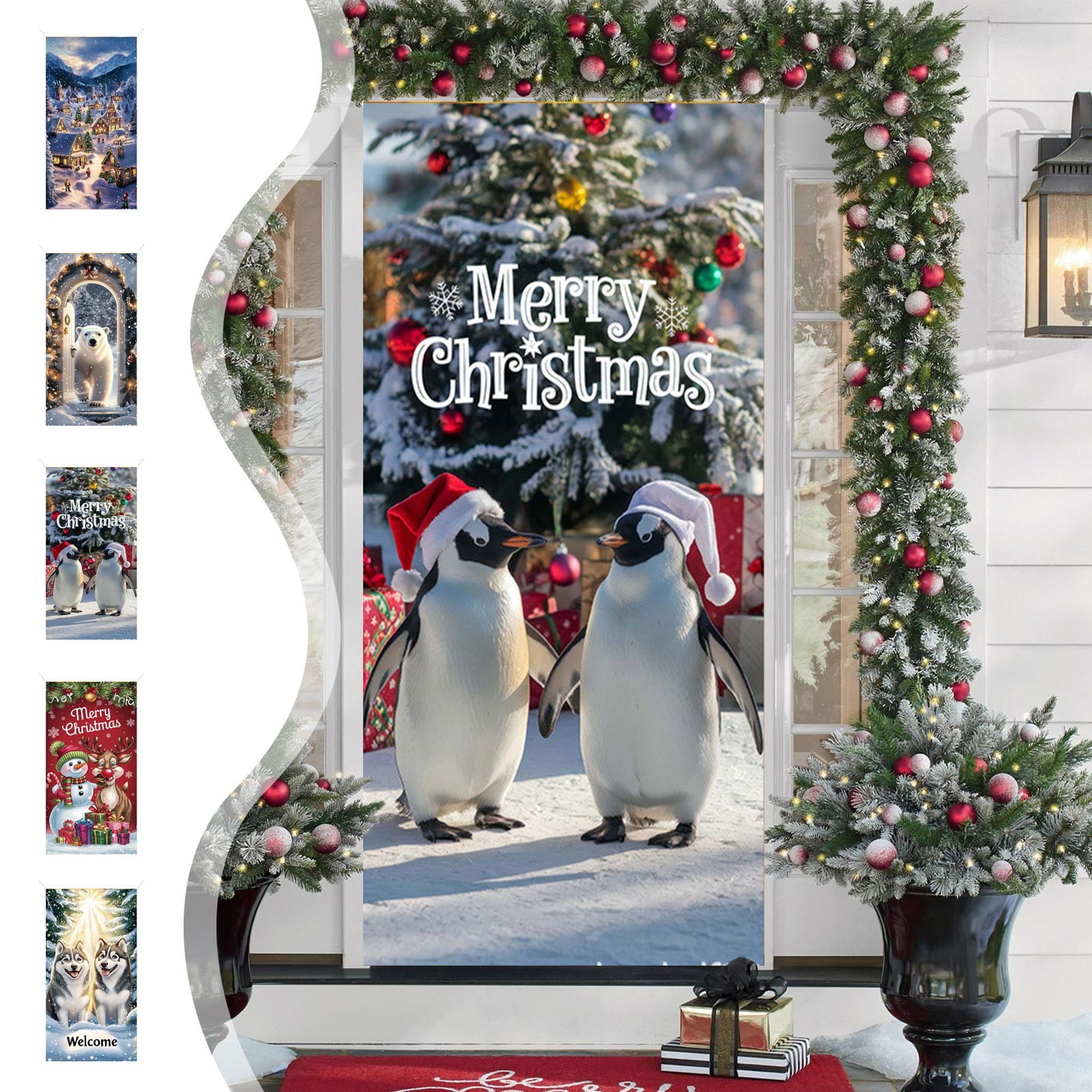 Christmas Decorations Christmas Door 35X71 Inch Christmas Snowman Front ...