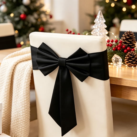 Christmas Decorations Christmas Elastic Chair Sash Bow Integrated ...