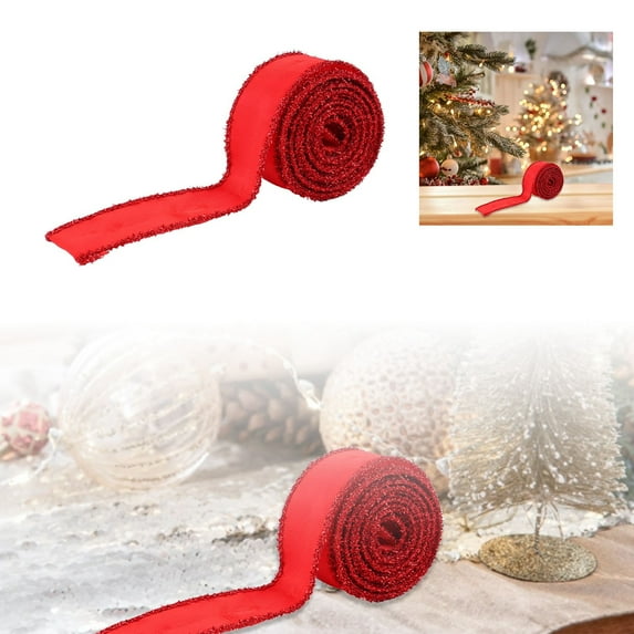 Christmas Decorations, Christmas Polyester Ribbon Wreath Materials DIY Colorful Edge Trim ...