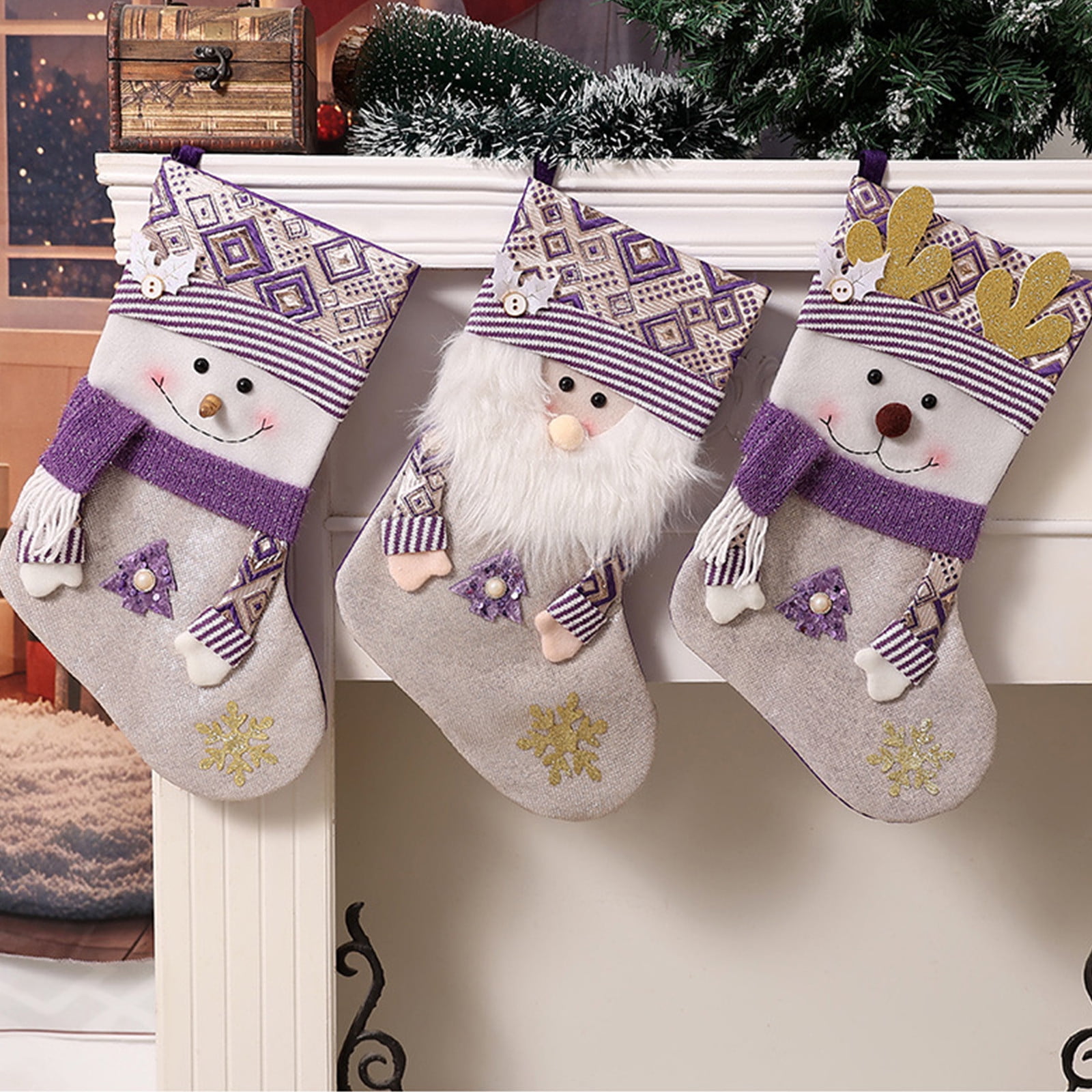 Christmas Decorations Christmas Stockings Purple Velvet with Super Soft ...