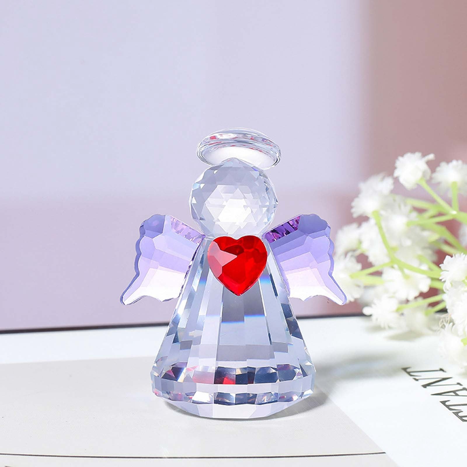 Christmas Decorations Crystal Guardian Angel Figurine Art Glass Angel ...