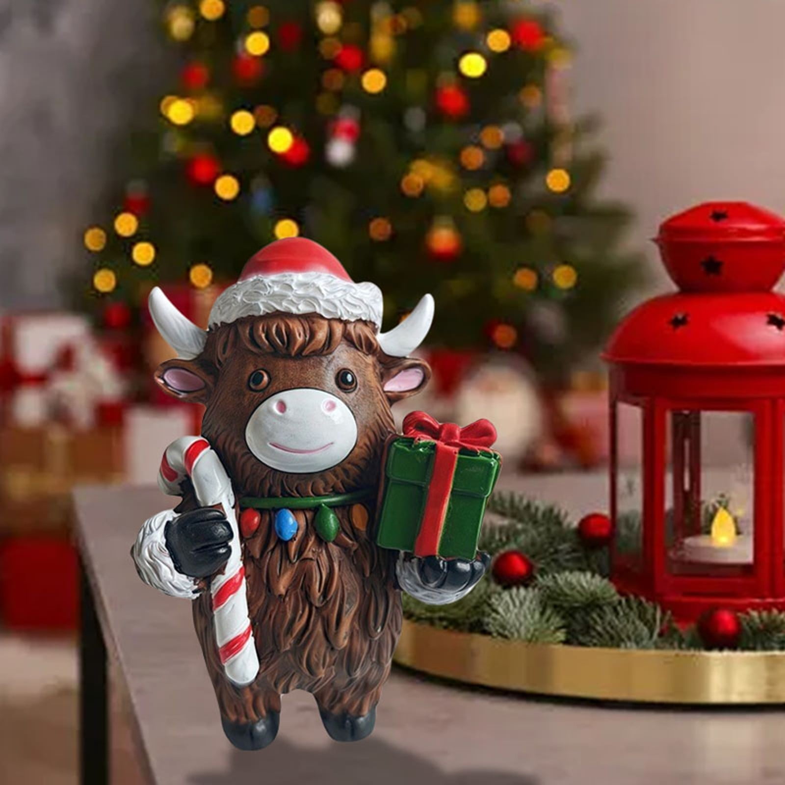 Christmas Decorations, Cute Cow Desktop Ornament for Festive Holiday ...