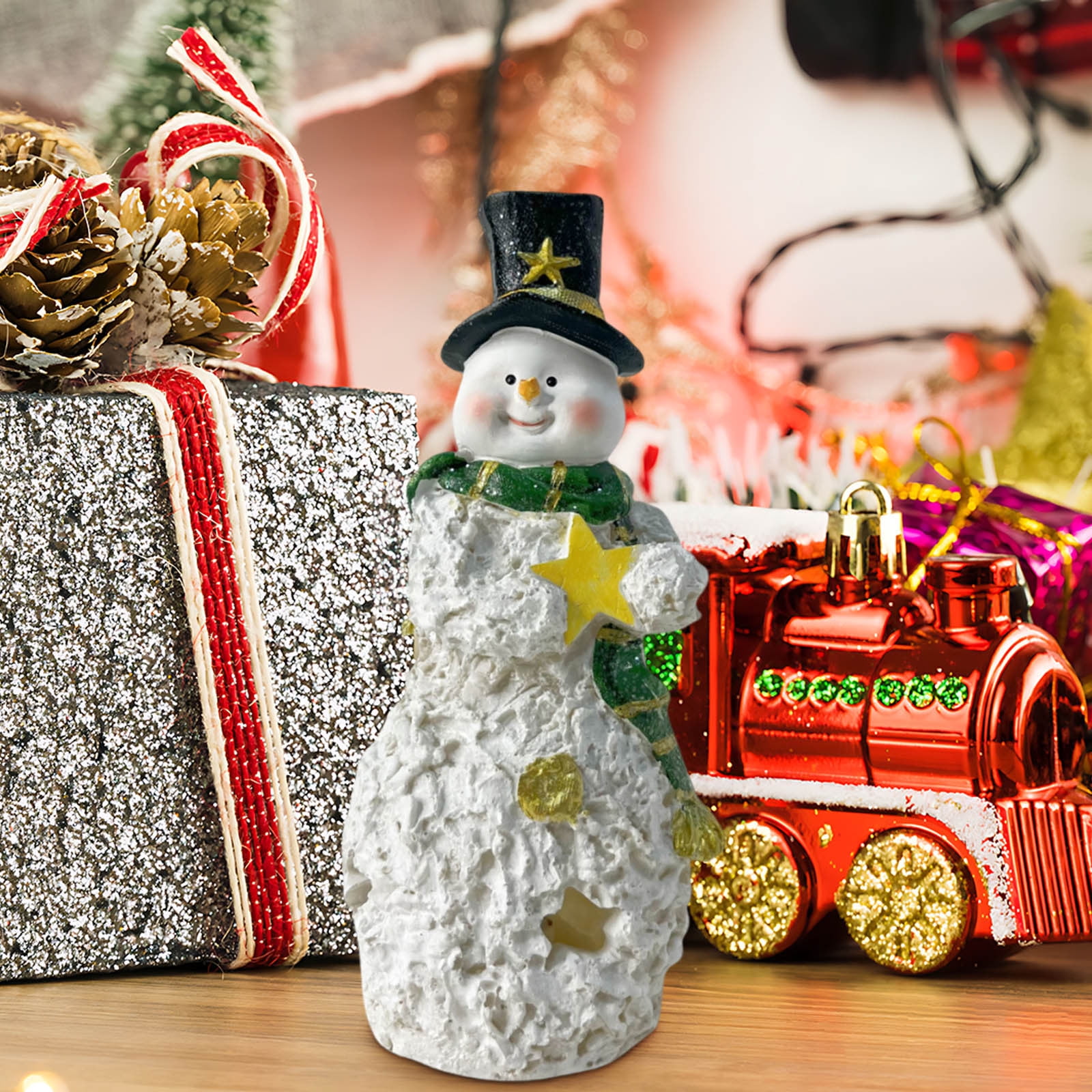 Christmas Decorations, FNYOXU LED Light-Up Snowman Figurines, Christmas ...
