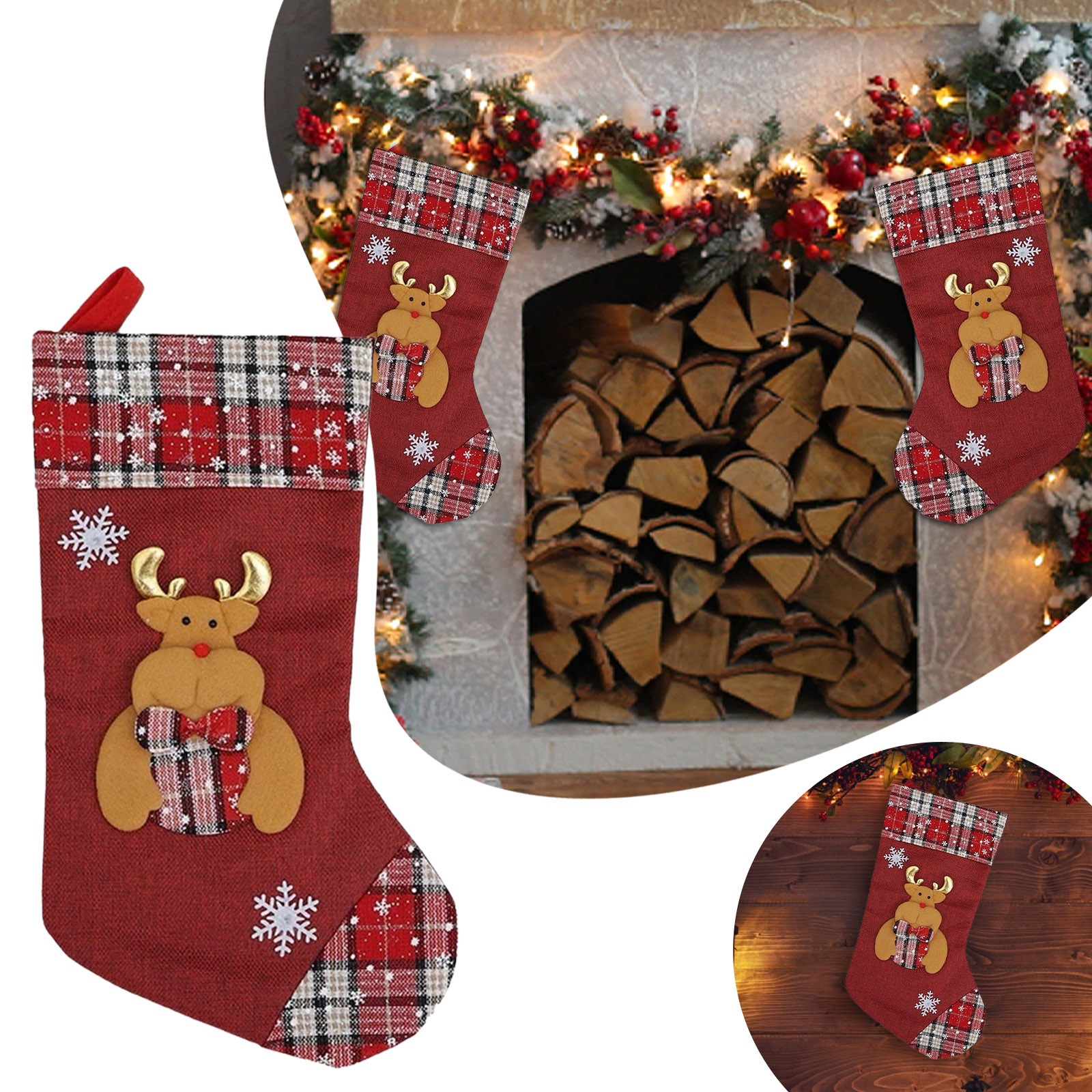 Christmas Decorations, Festive Knitted Stocking Hanger Decorative Pouch ...