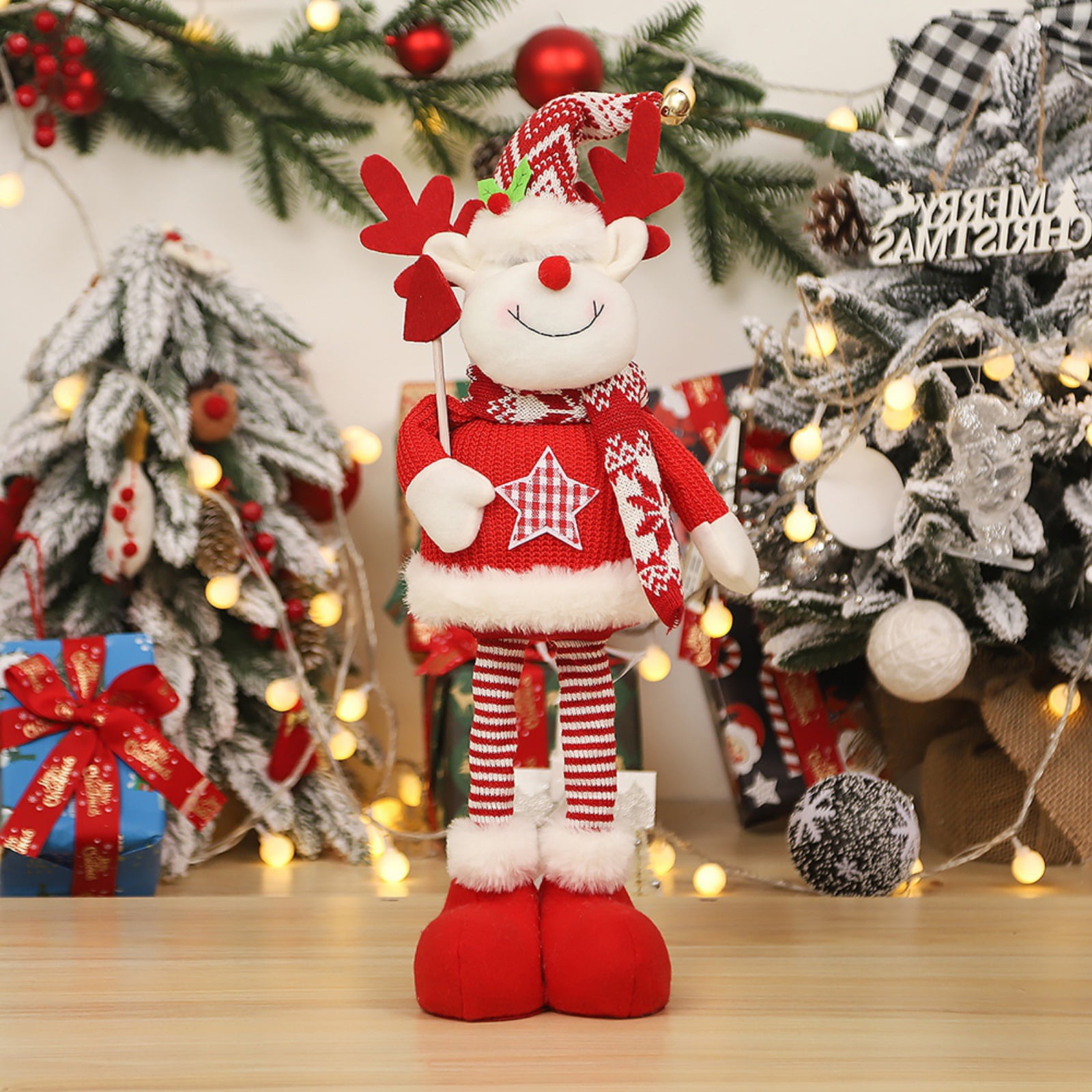Christmas Decorations Figurine Telescopic Spring Legs Christmas ...