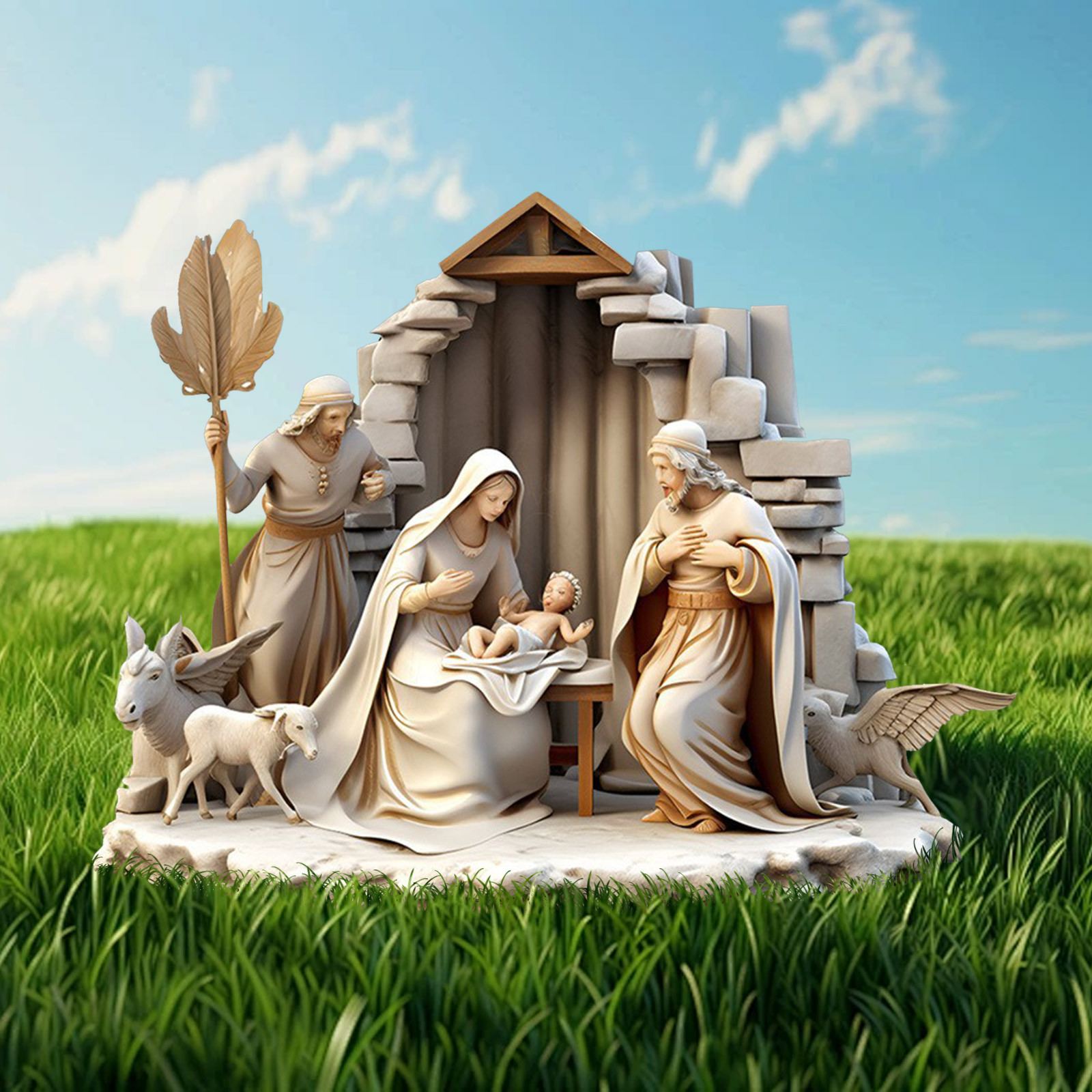 Christmas Decorations Forest Elves and Deer,Garden Pile Card, Acrylic Garden Ground Insert ...