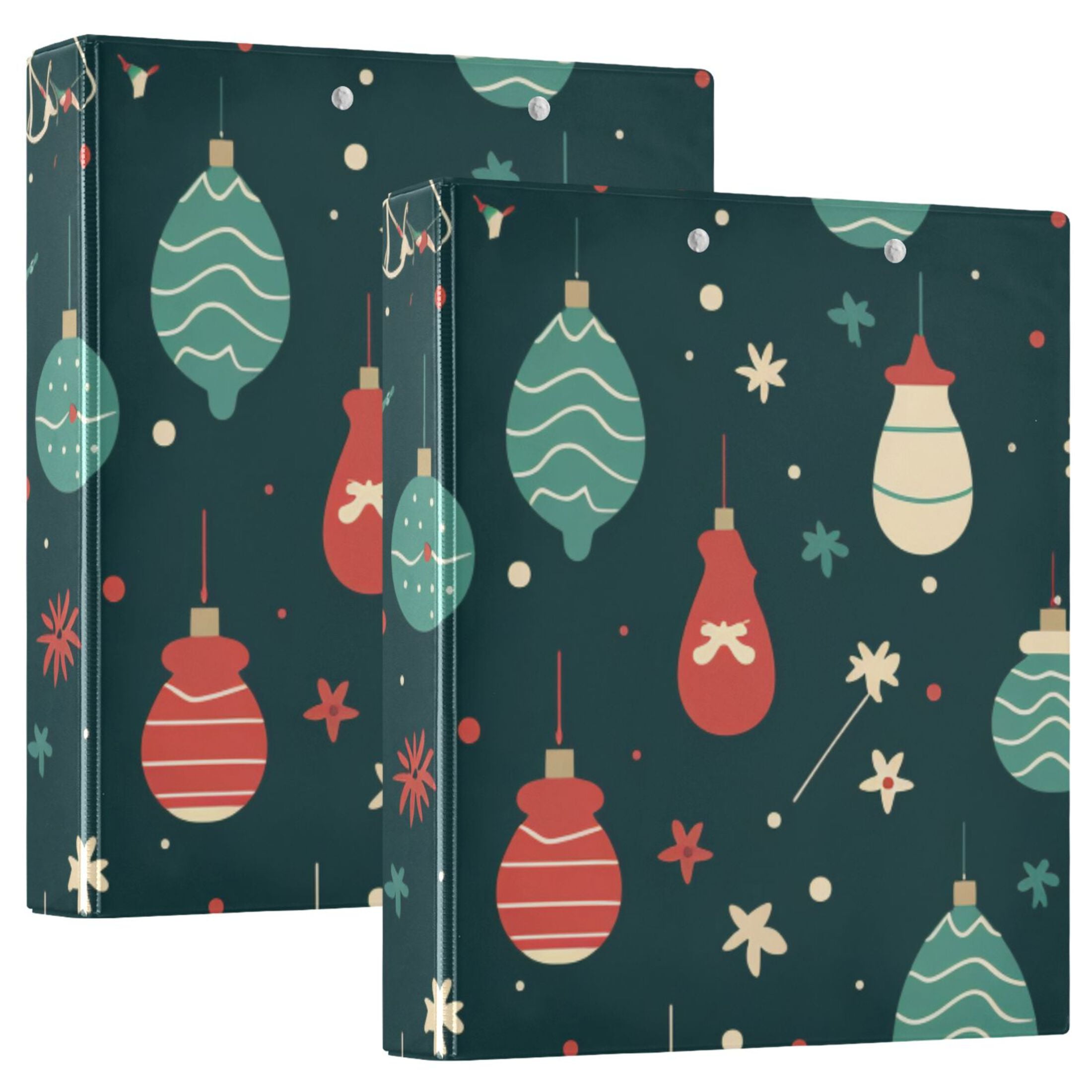 Christmas Decorations Green 3 Ring Binders 1.5 inch Hardcover File ...