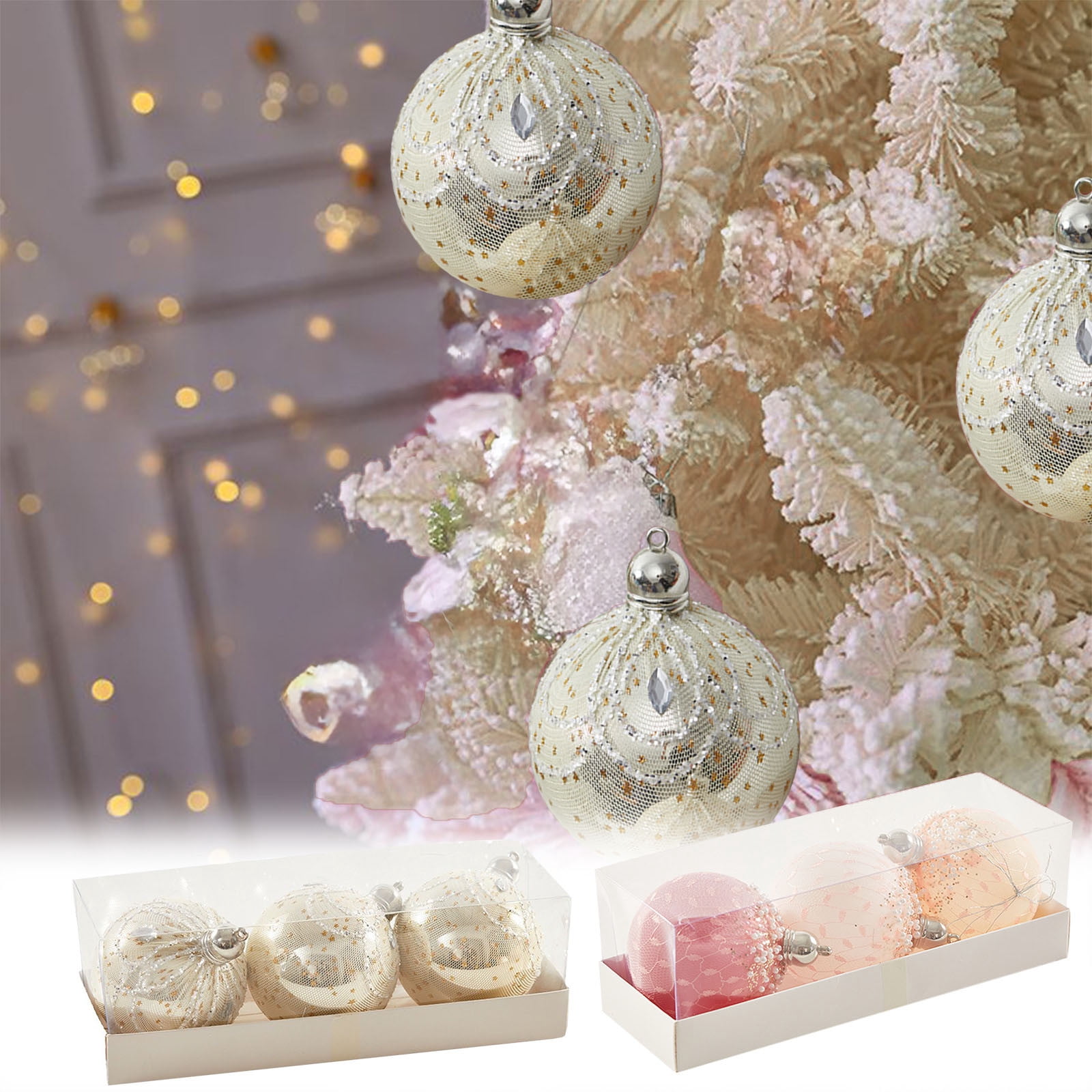 Christmas Decorations Hanging Gauze Rosy Plated Painted, Christmas ...
