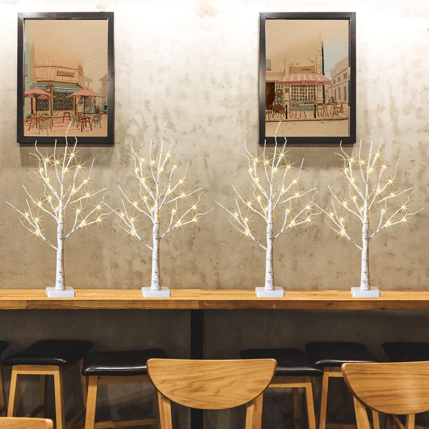Christmas Decorations Indoor, 2 FT Birch Tree with LED Lights, Fairy ...