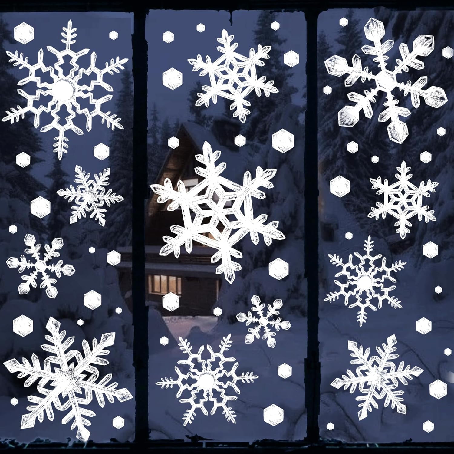Christmas Decorations Indoor, 8 Sheets Extra Large Snowflakes Window ...