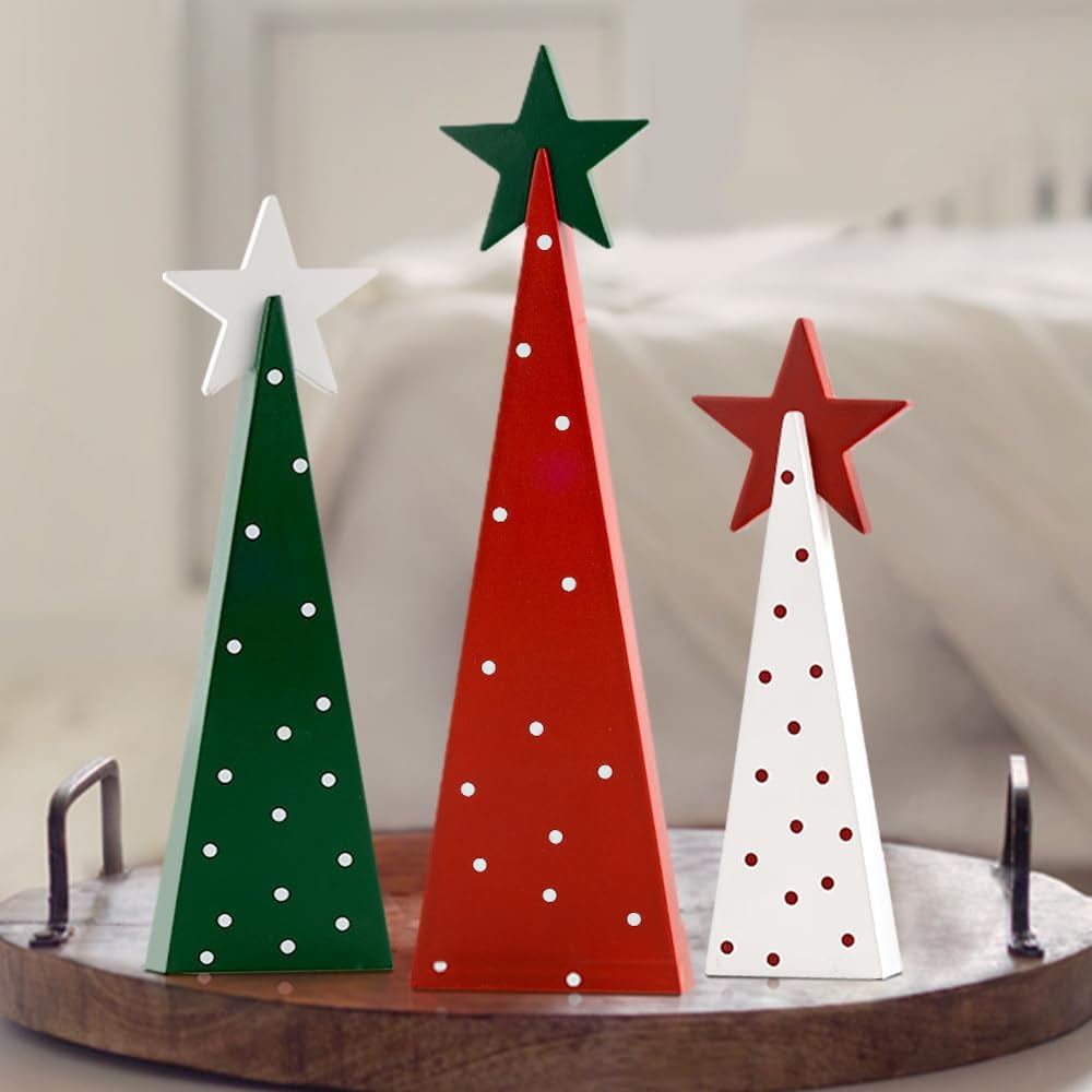 Christmas Decorations Indoor, Christmas Decor - 3 PCS Wooden Table Top ...