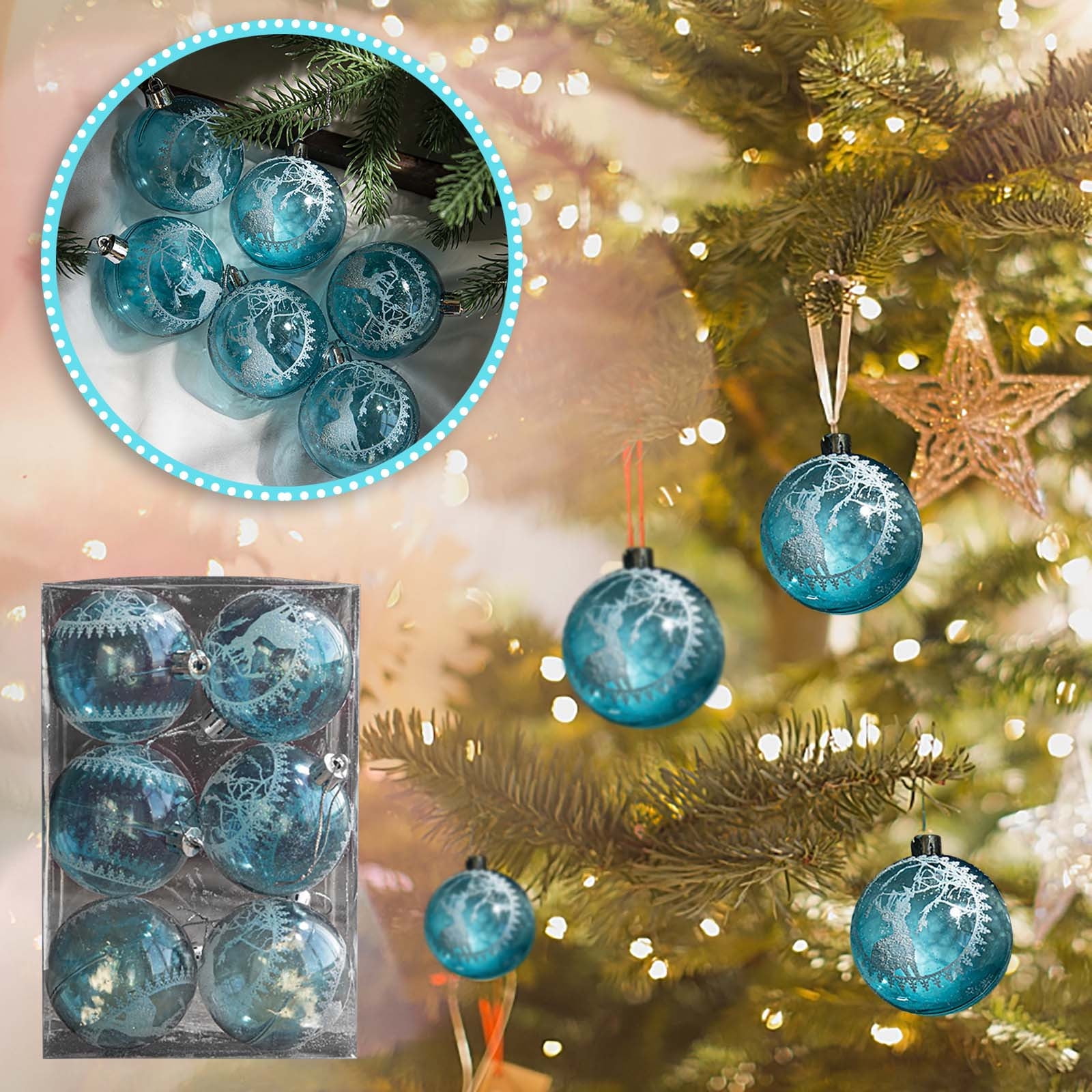 Christmas Decorations Indoor, Transparent Christmas Ball 6cm Boxed Blue ...