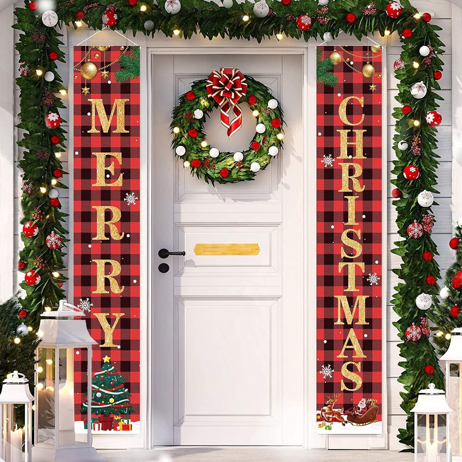 Christmas Decorations Merry Christmas Banner Decor Porch Sign ...
