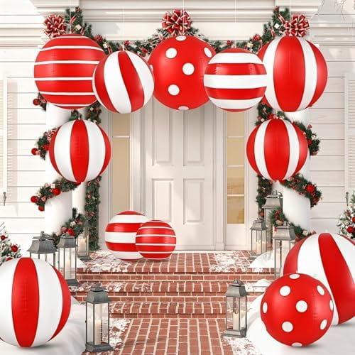 Christmas Decorations Outdoor: 12pcs Red & White Peppermint Candy ...