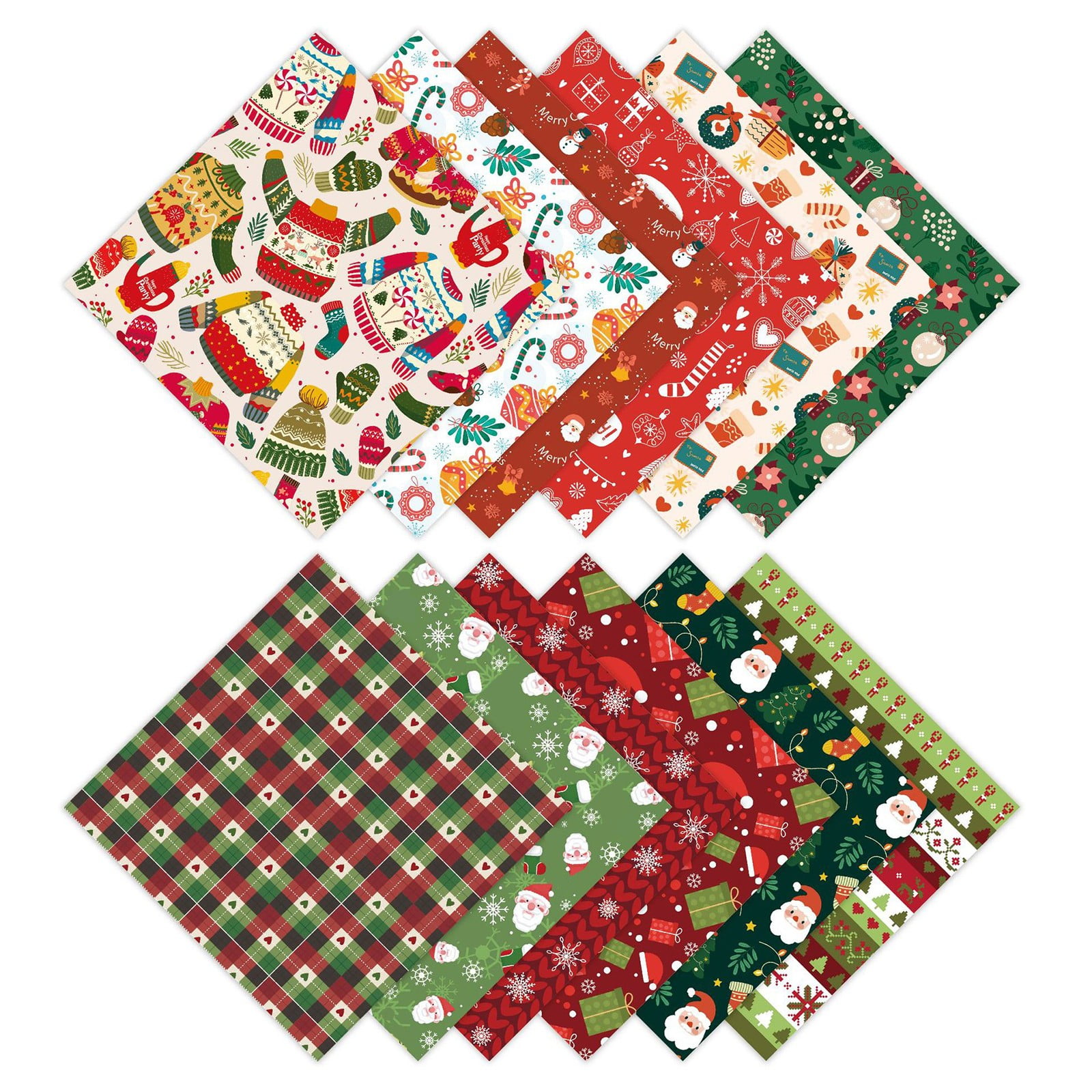 Christmas Decorations Paper Set, 12 Patterned Sheets for Card Making ...
