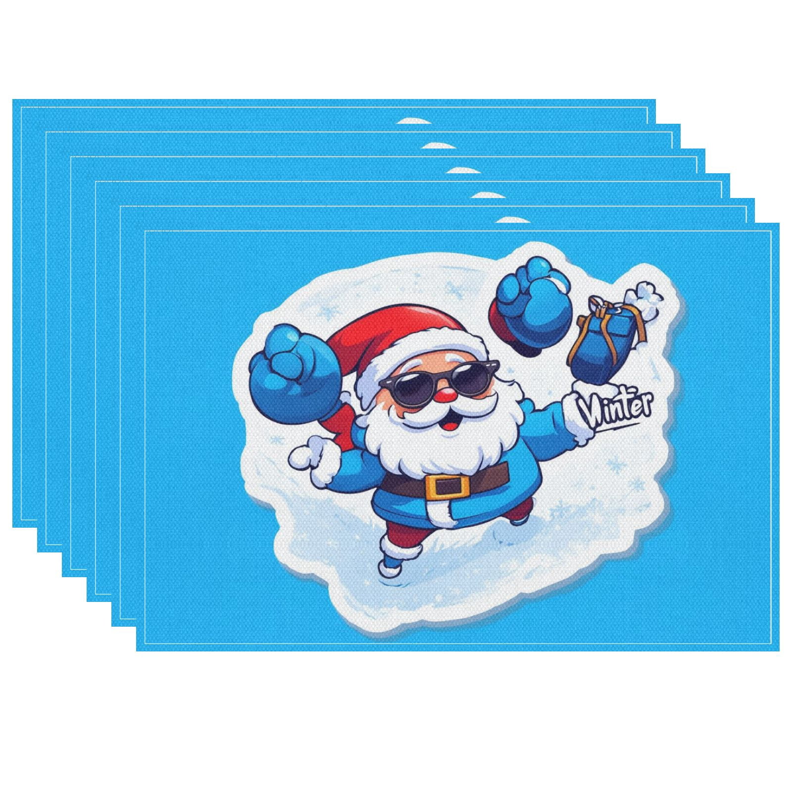 Christmas Decorations Placemat Santa Claus with Glasses and Hat Cartoon ...