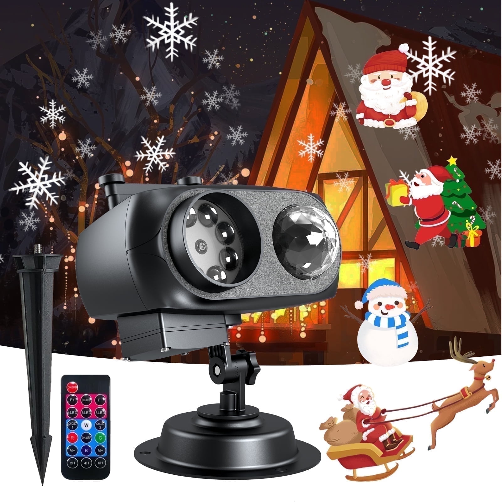 Christmas Decorations Projector Lights, 2-in-1 Outdoor Holiday Light ...