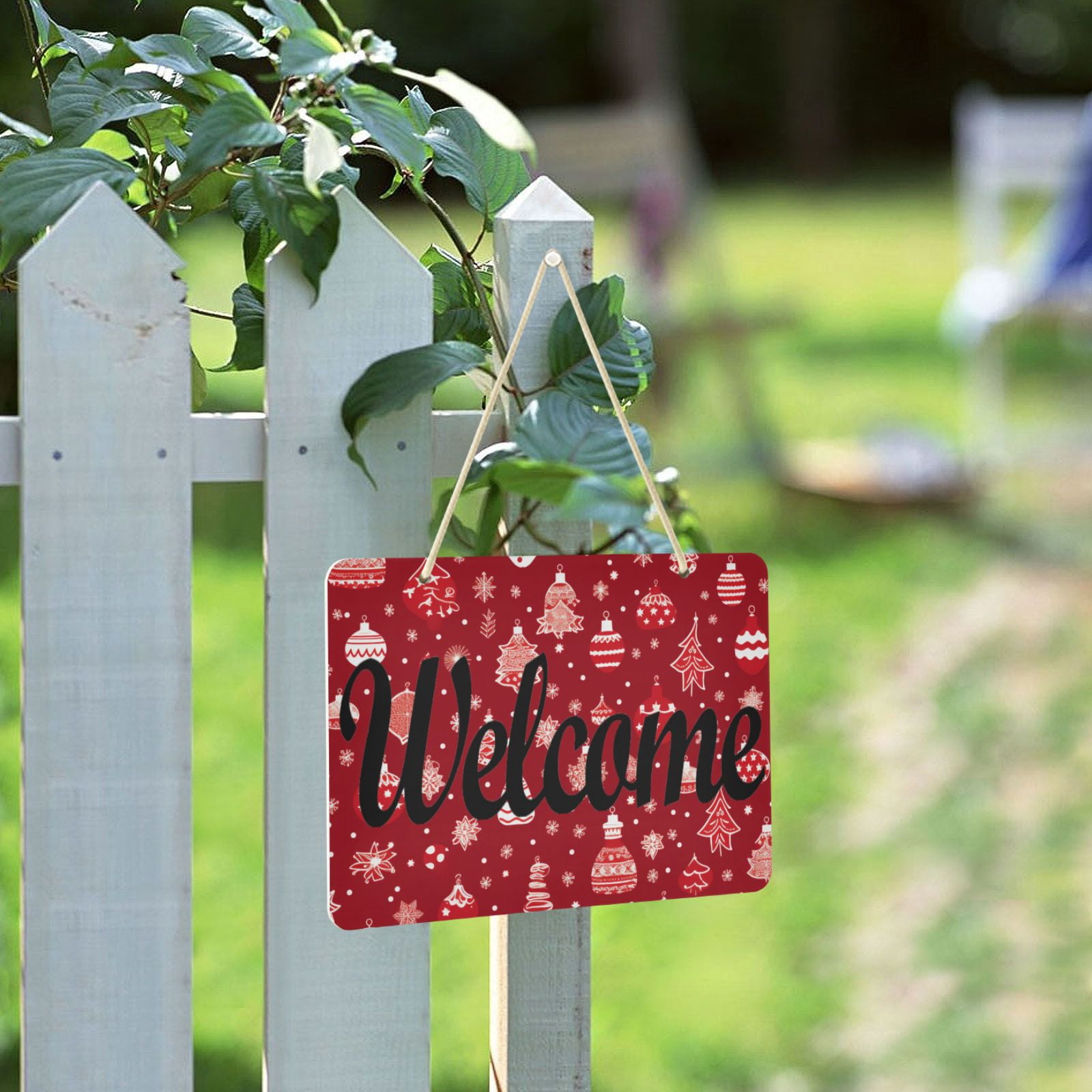 Christmas Decorations Red Welcome Sign for Front Door Porch Wreath Door ...