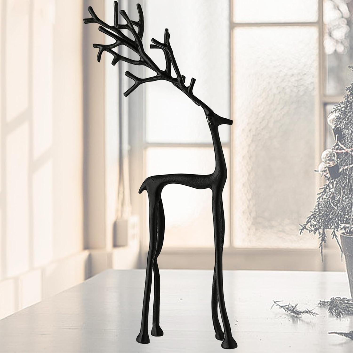 Christmas Decorations Reindeer Statues Imitation Metal Deer Sculpture ...