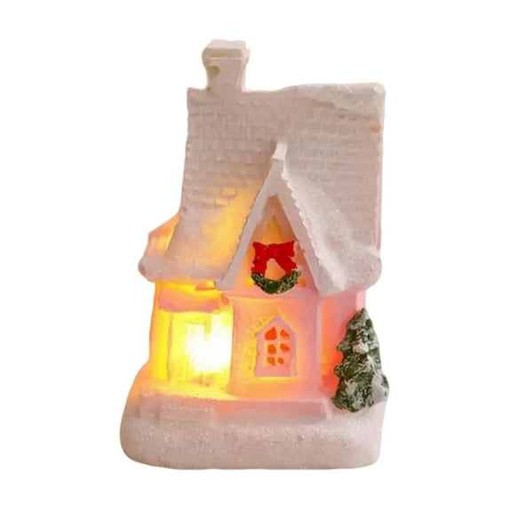 Christmas Decorations Resin House Ornaments,Lighted Xmas Snow Houses ...