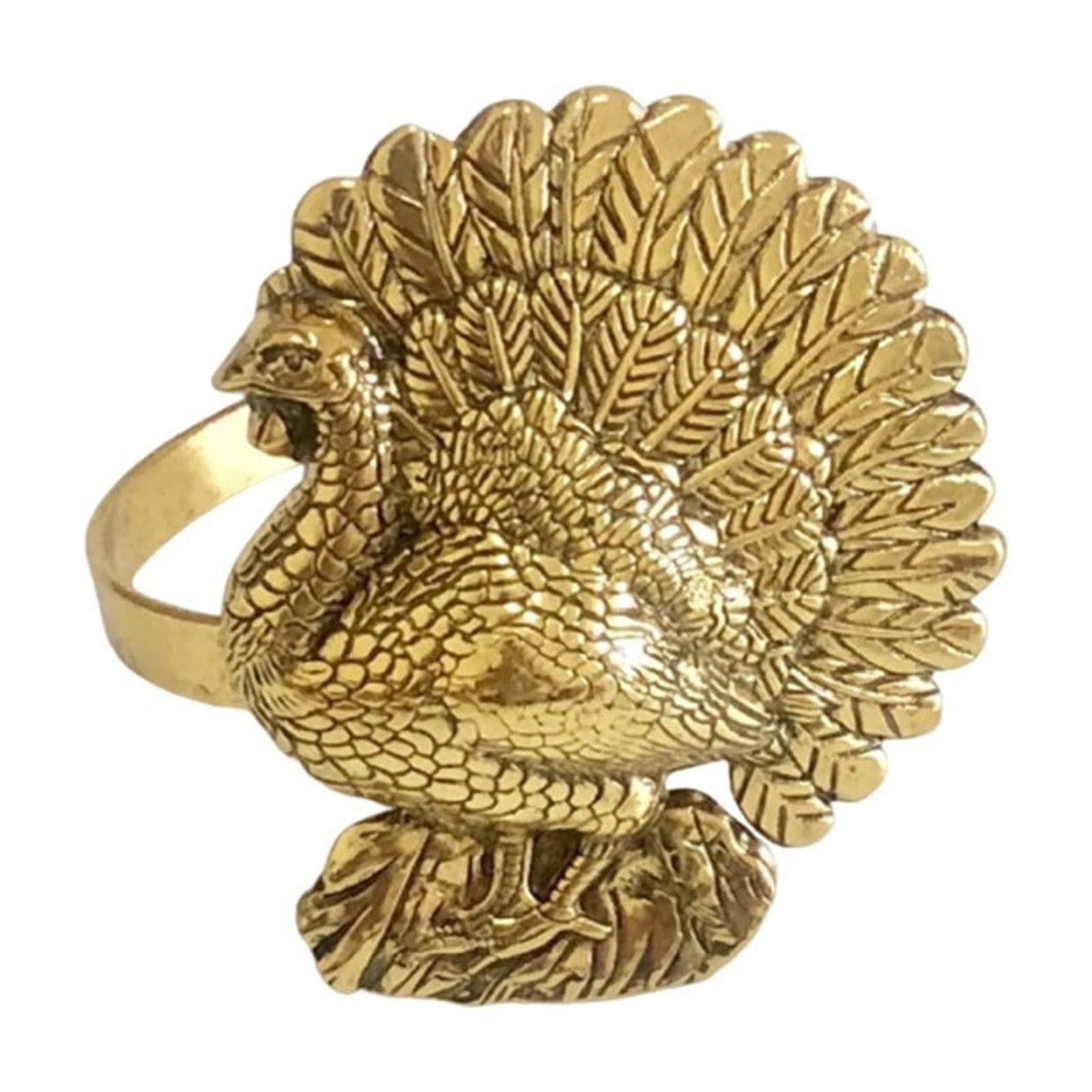 Christmas Decorations Retro Turkey Shape Napkin Rings, Golden Napkin ...