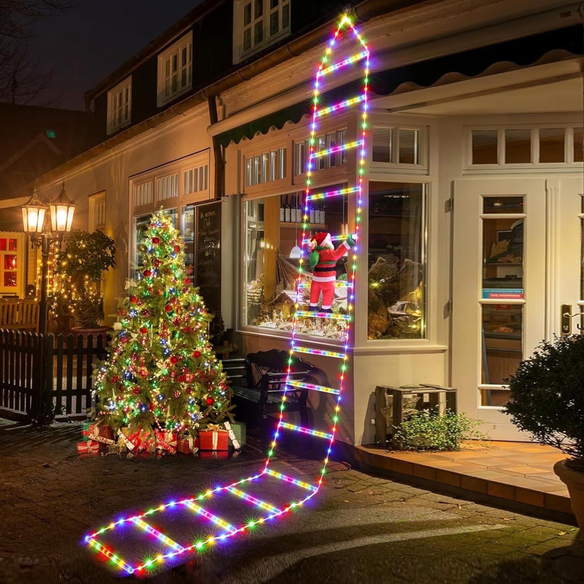 Christmas Decorations Santa Climbing Ladder with Lights, 10.5ft ...