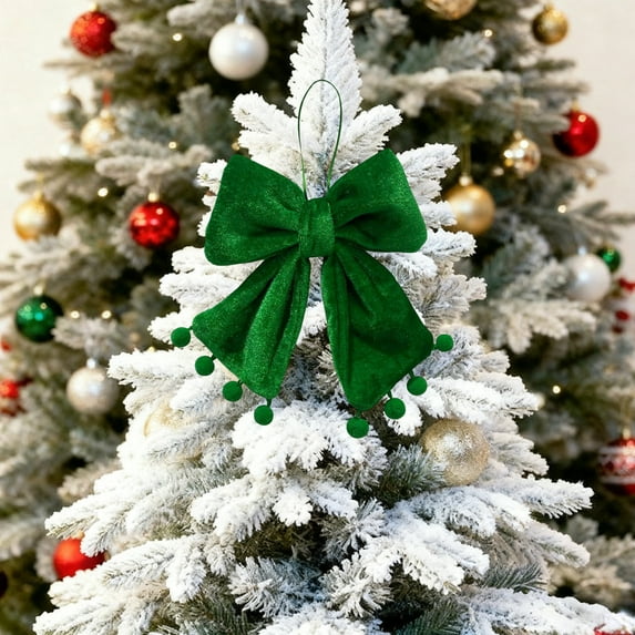 Christmas Decorations Set Including Candy Cane Tree Ornaments and Festive Decorative Bows ...