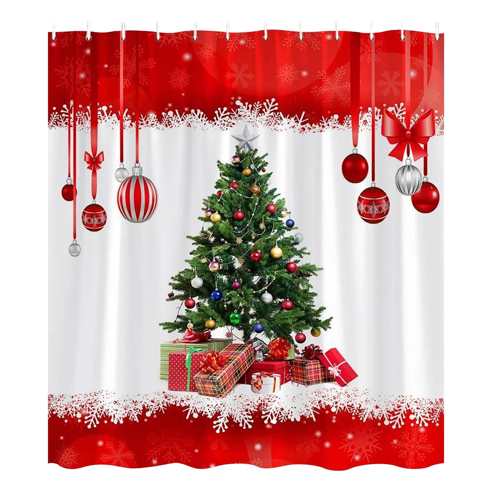 Christmas Decorations Shower Curtain Red Berry And Fir Branch Holiday ...