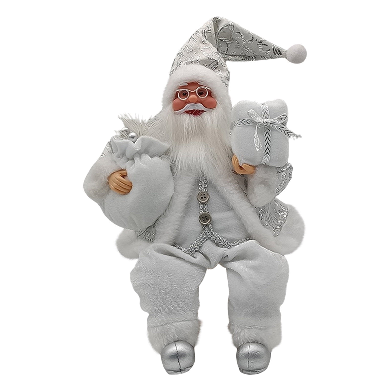 Christmas Decorations Sitting Father Christmas Santa Claus Figure Plush ...